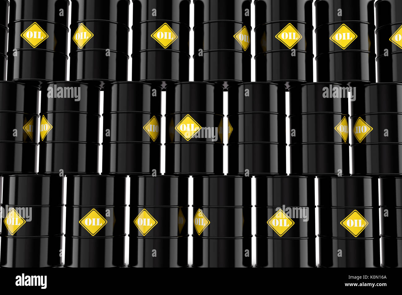 Metal oil barrel containers. 3D Rendering Stock Photo - Alamy