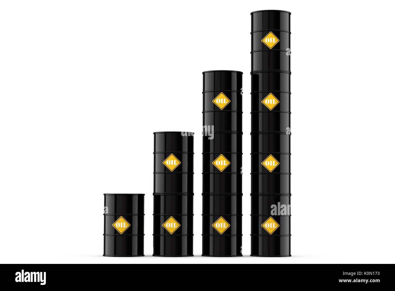 Metal oil barrel containers. 3D Rendering Stock Photo - Alamy