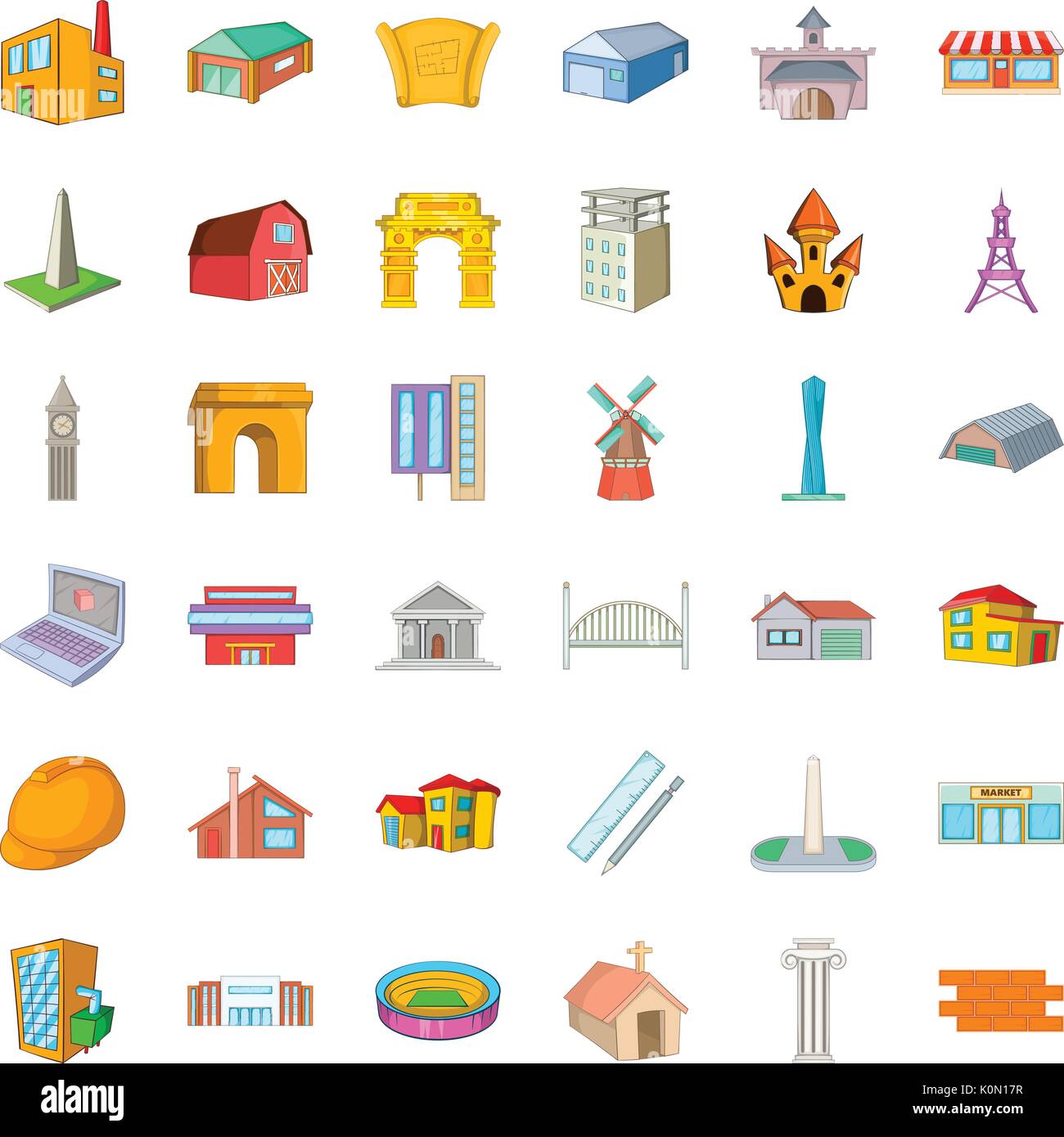 Building icons set, cartoon style Stock Vector Image & Art - Alamy