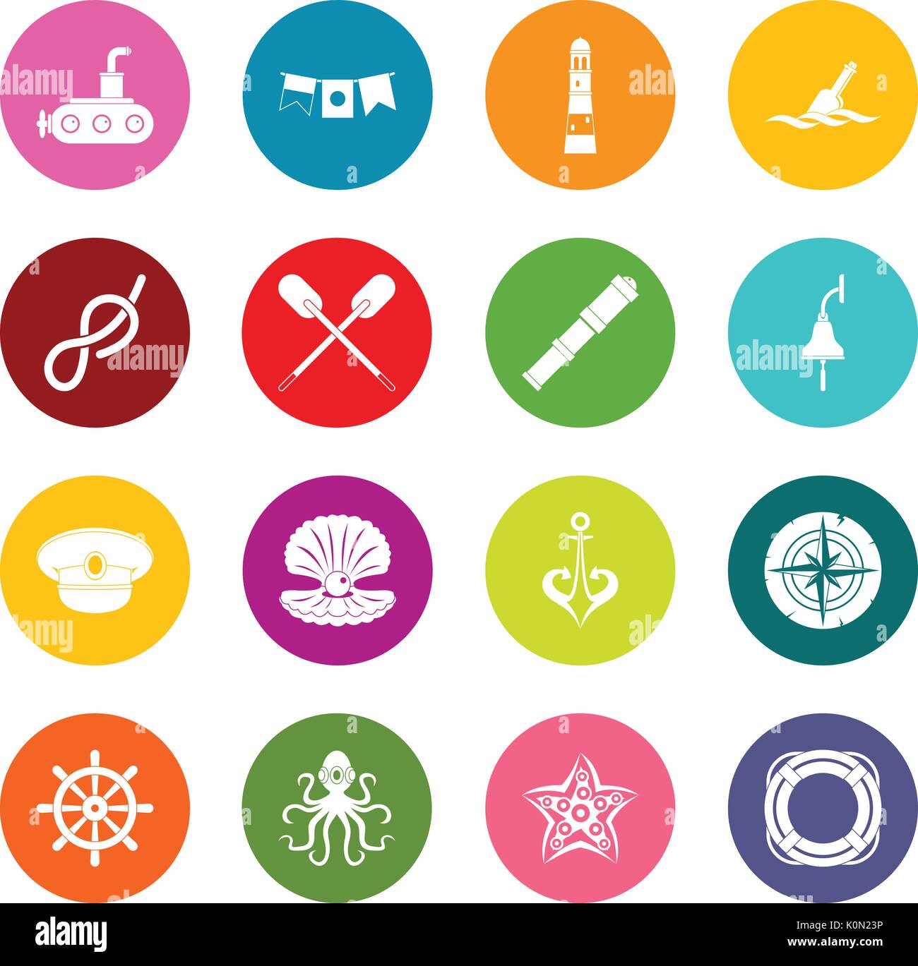 Nautical icons many colors set Stock Vector Image & Art - Alamy