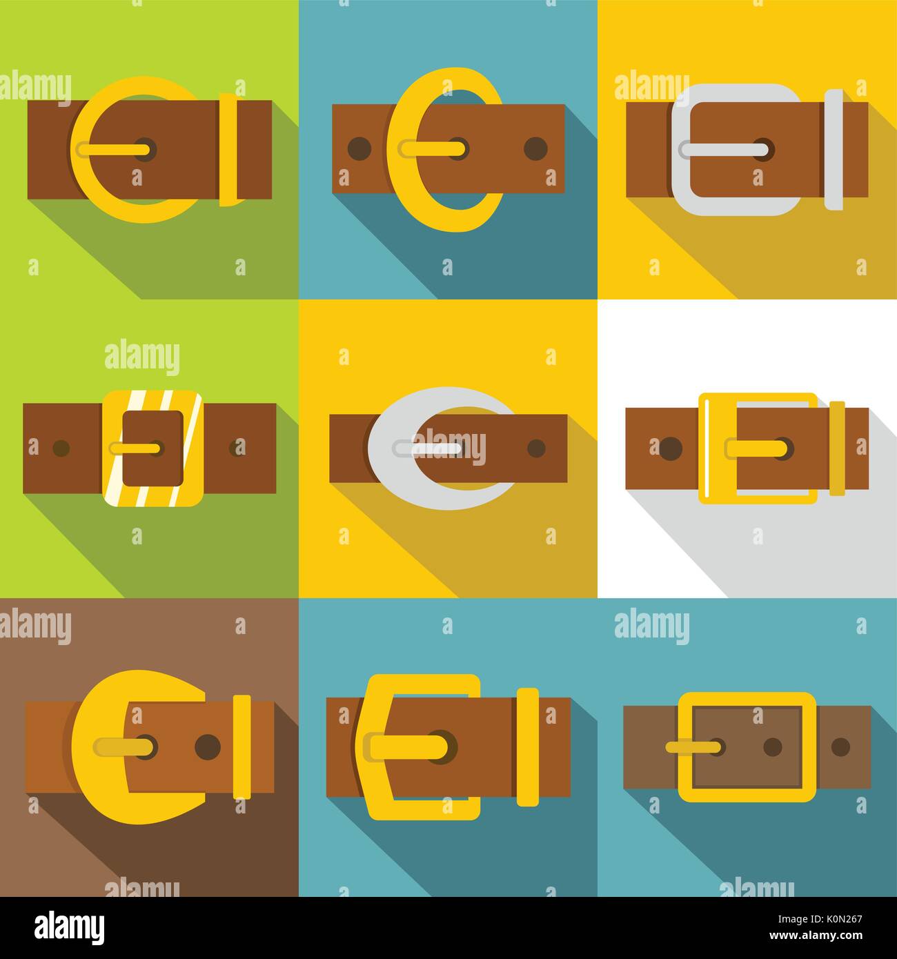 Metal buckle icons set, flat style Stock Vector Image & Art - Alamy
