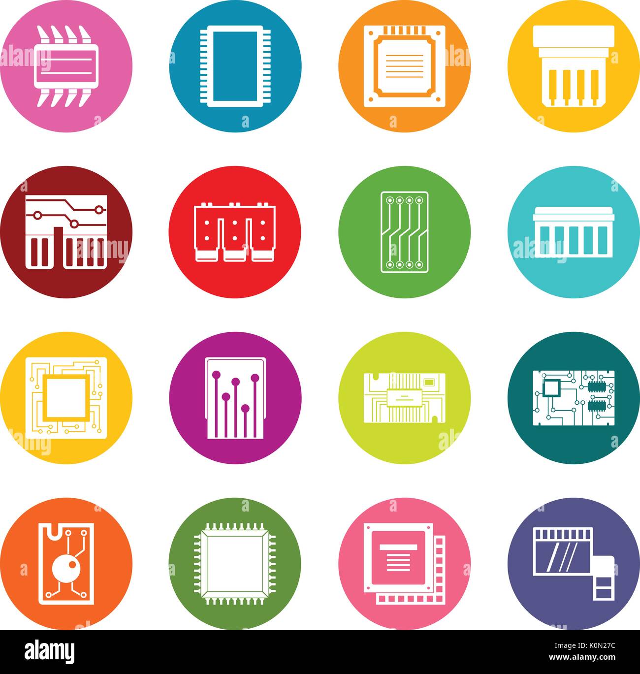 Computer chips icons many colors set Stock Vector Image & Art - Alamy