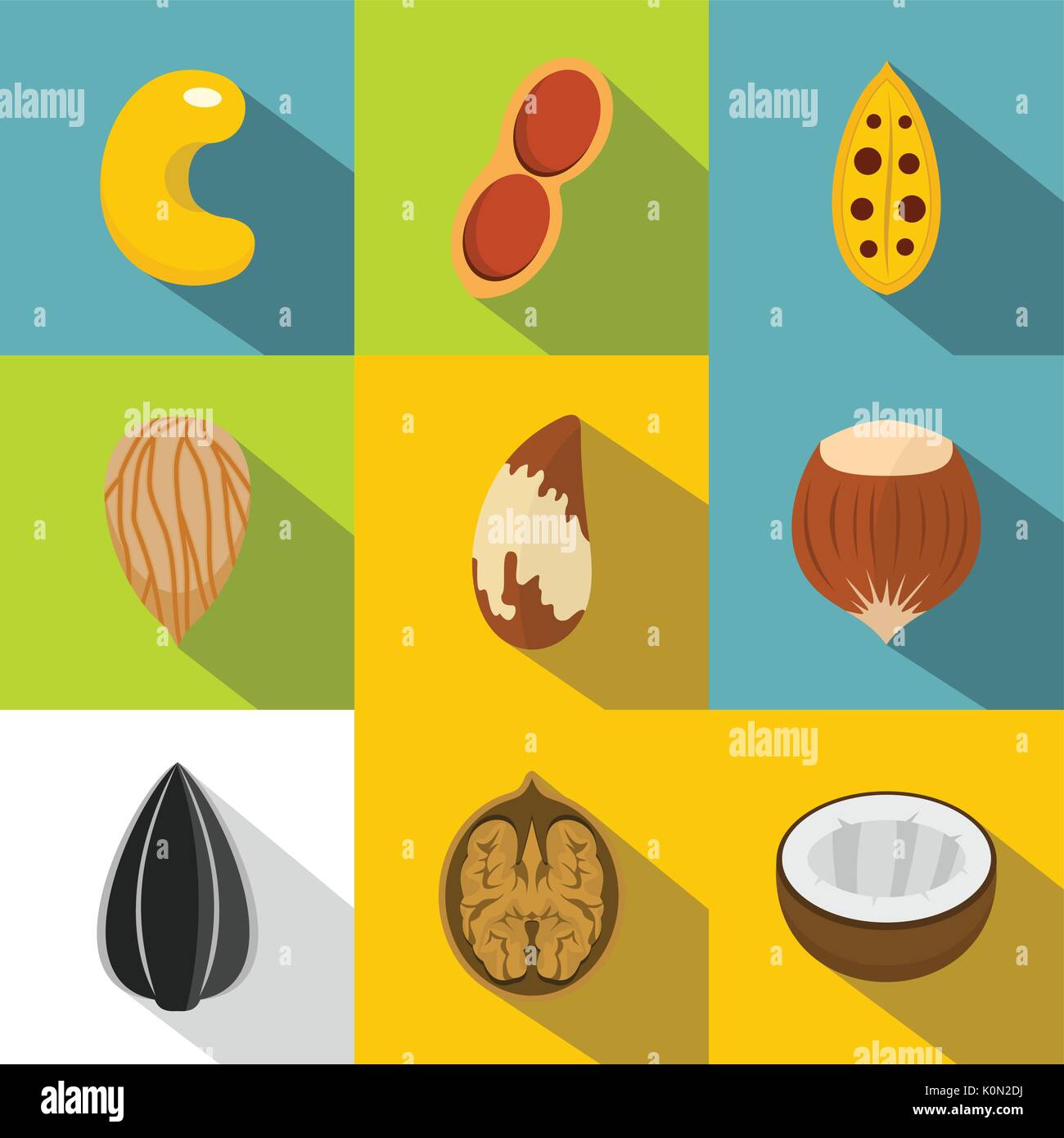Edible nuts icons set, flat style Stock Vector Image & Art - Alamy