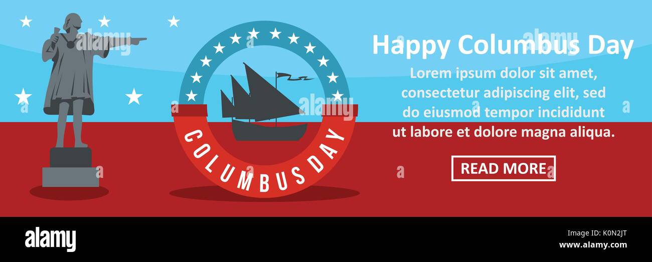 Happy columbus day banner horizontal concept Stock Vector Image & Art ...