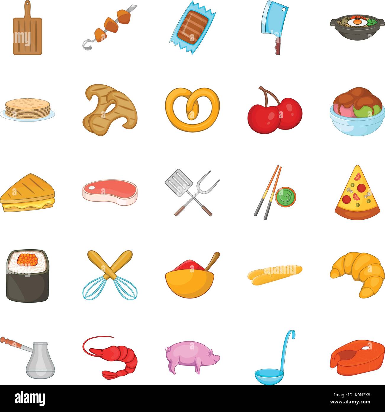 Roast icons set, cartoon style Stock Vector Image & Art - Alamy