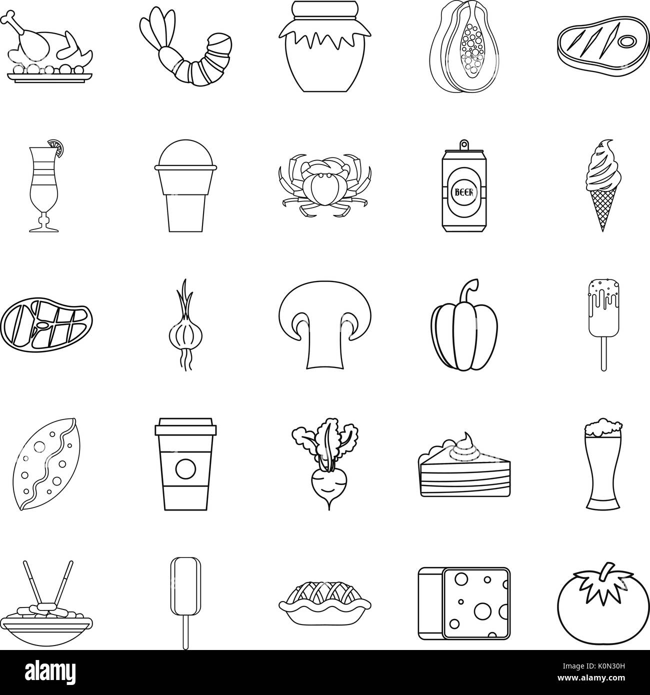 Family dinner icons set, outline style Stock Vector Image & Art - Alamy