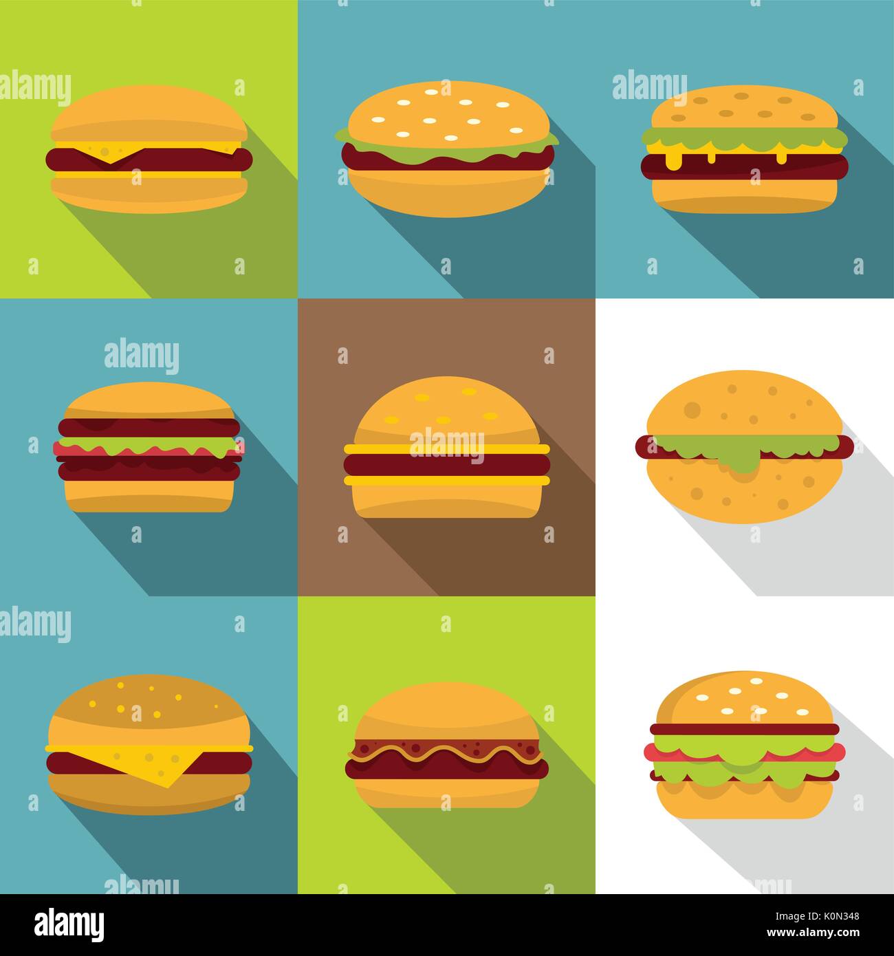 Fast food icons set, flat style Stock Vector Image & Art - Alamy