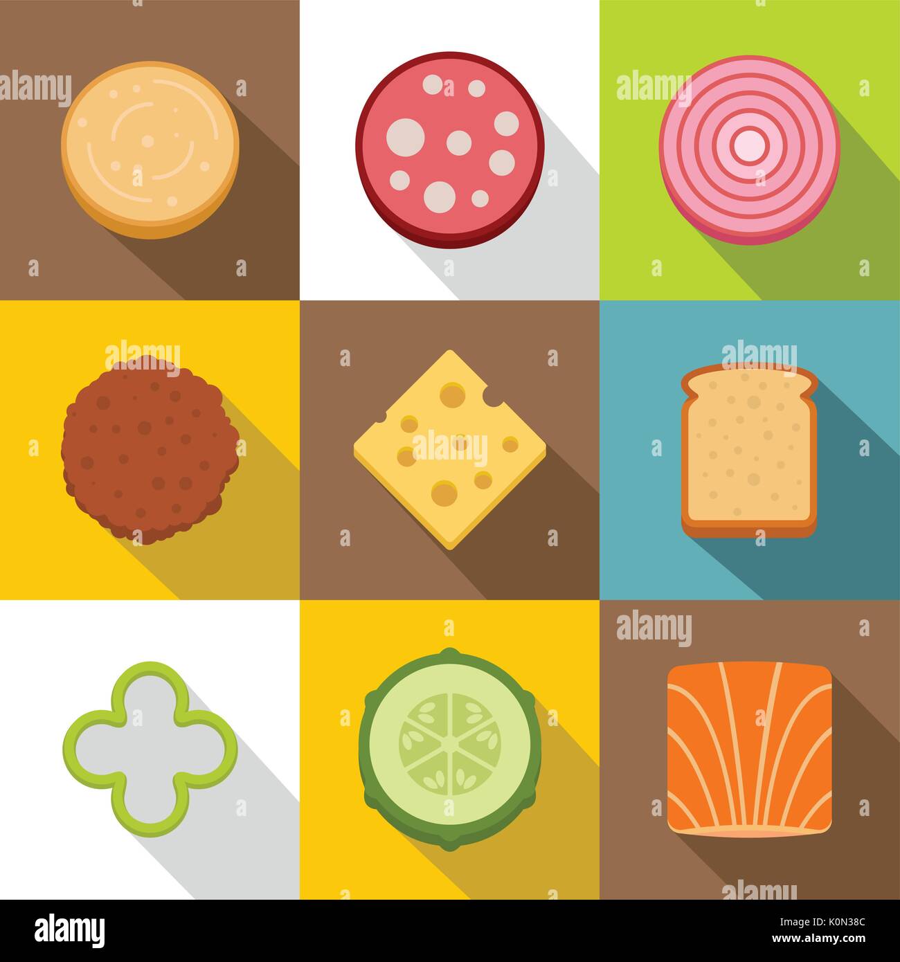 Food ingredients icons set, flat style Stock Vector Image & Art - Alamy