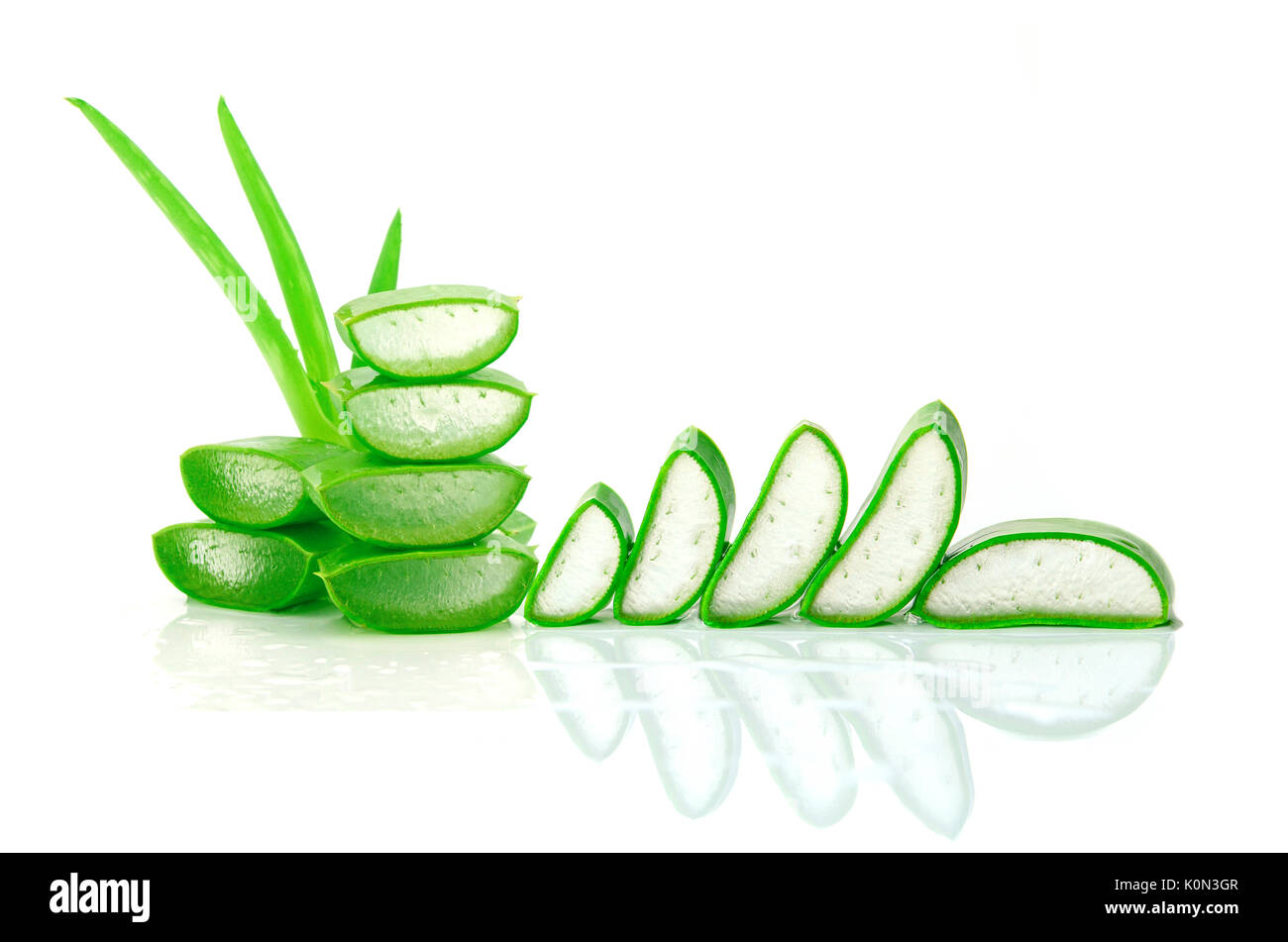 Cut Aloe Vera leaves shows transparent Aloe Vera gel inside. Aloe Vera ...