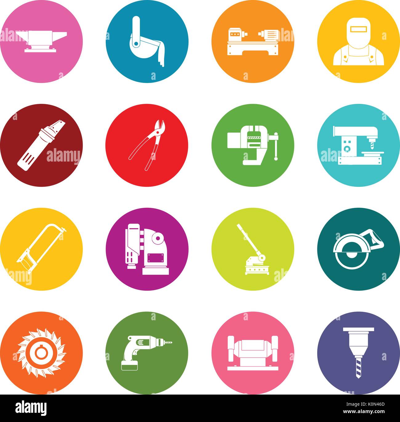 Metal working icons many colors set Stock Vector Image & Art - Alamy