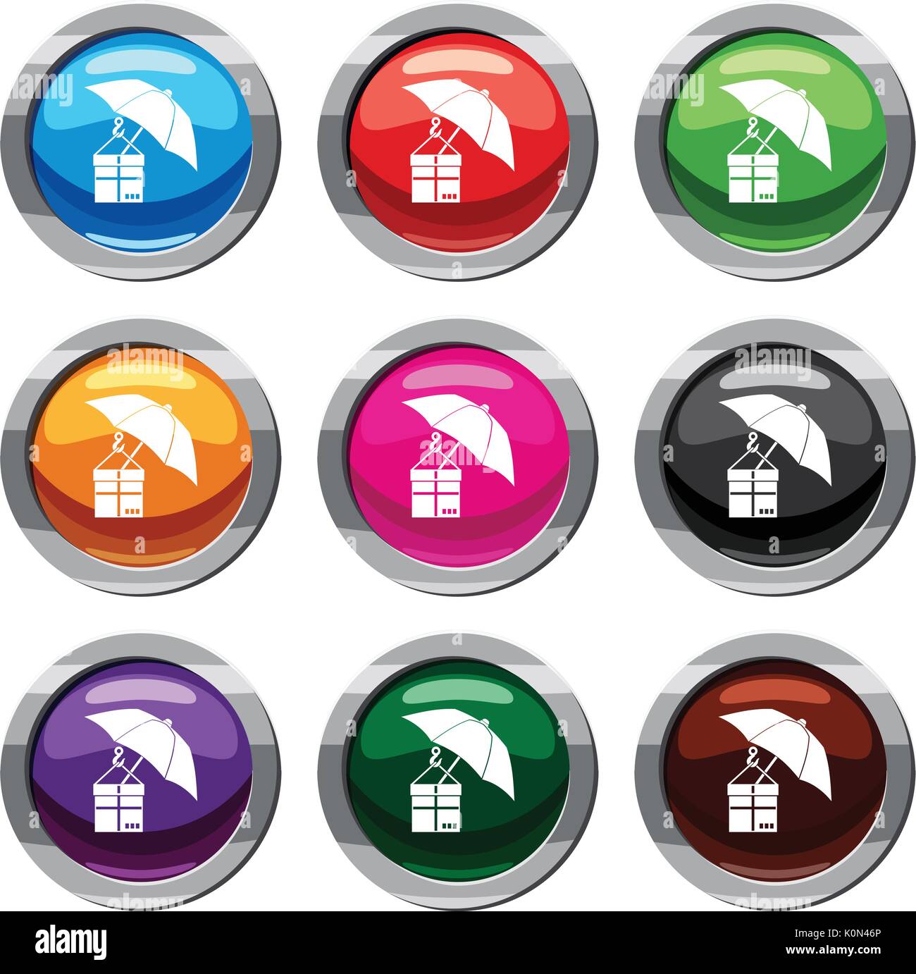Umbrella and a cardboard box set 9 collection Stock Vector Image & Art ...