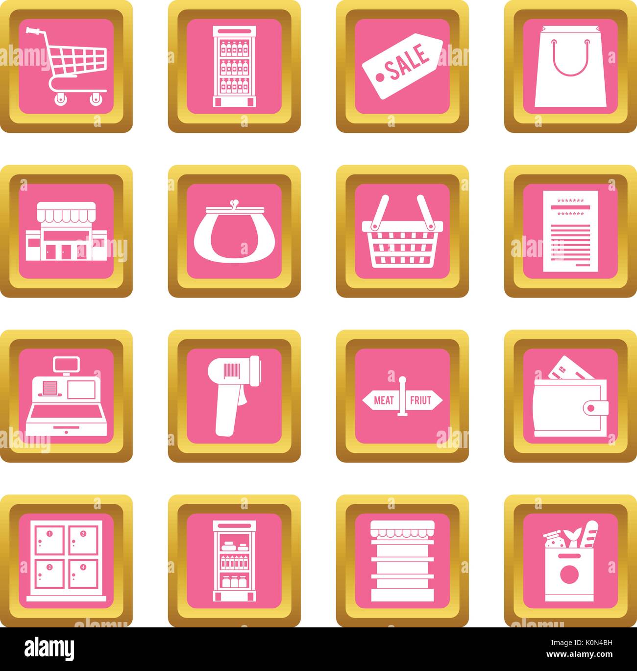 Supermarket icons pink Stock Vector Image & Art - Alamy