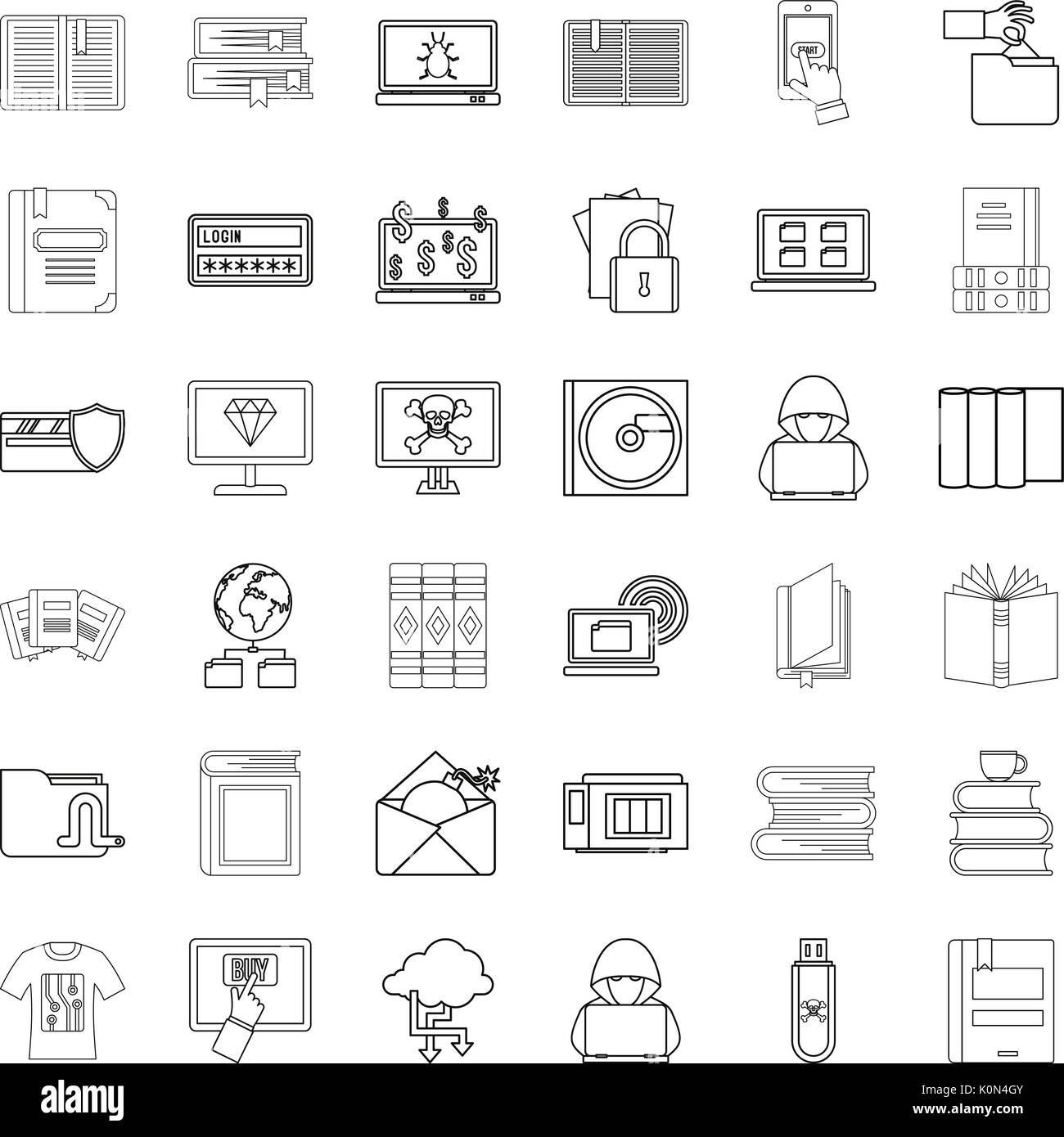 Paper icons set, outline style Stock Vector Image & Art - Alamy