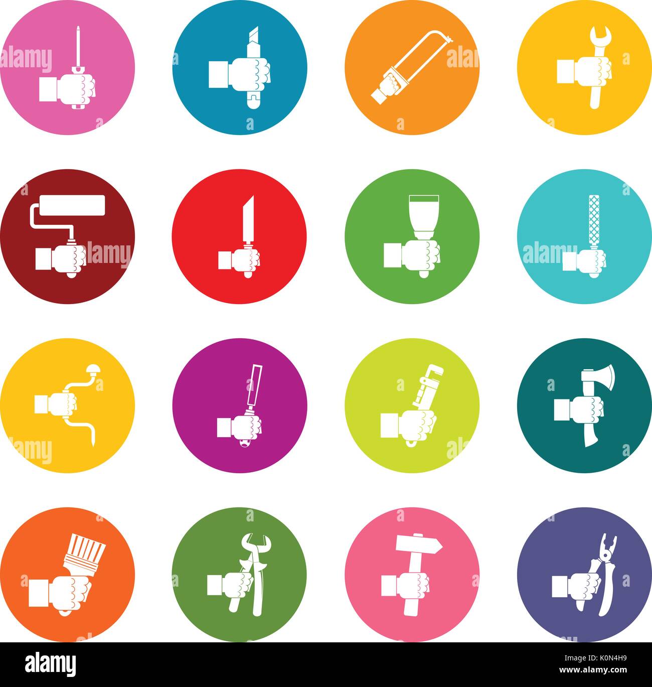 Hand tool icons many colors set Stock Vector Image & Art - Alamy