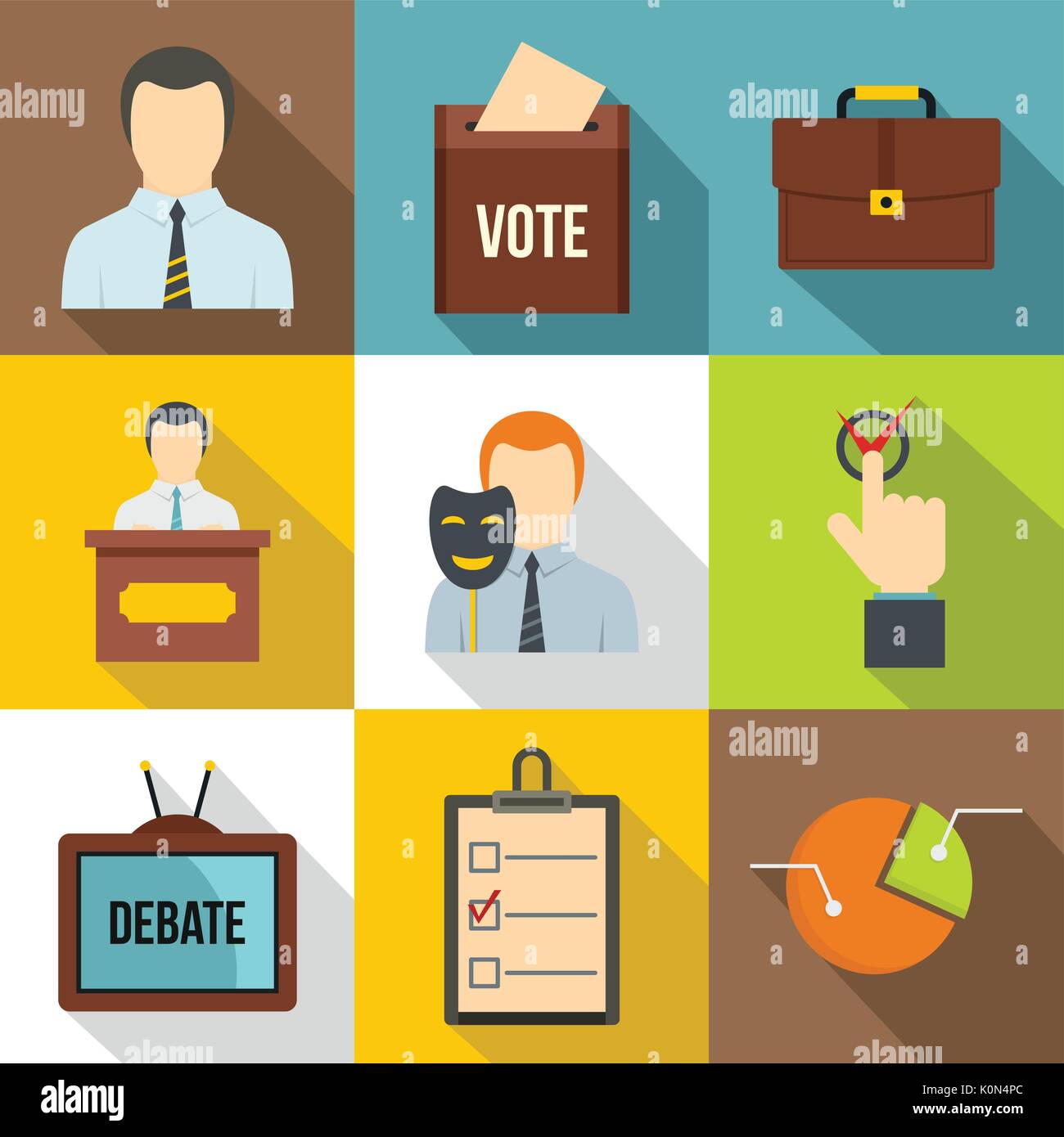 Political icons set, flat style Stock Vector Image & Art - Alamy