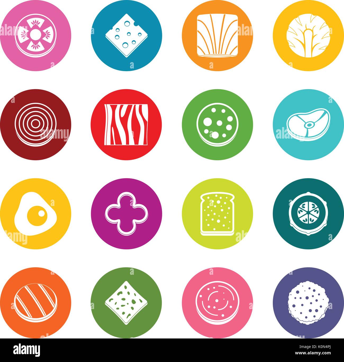 Slice food ingredient icons many colors set Stock Vector Image & Art ...