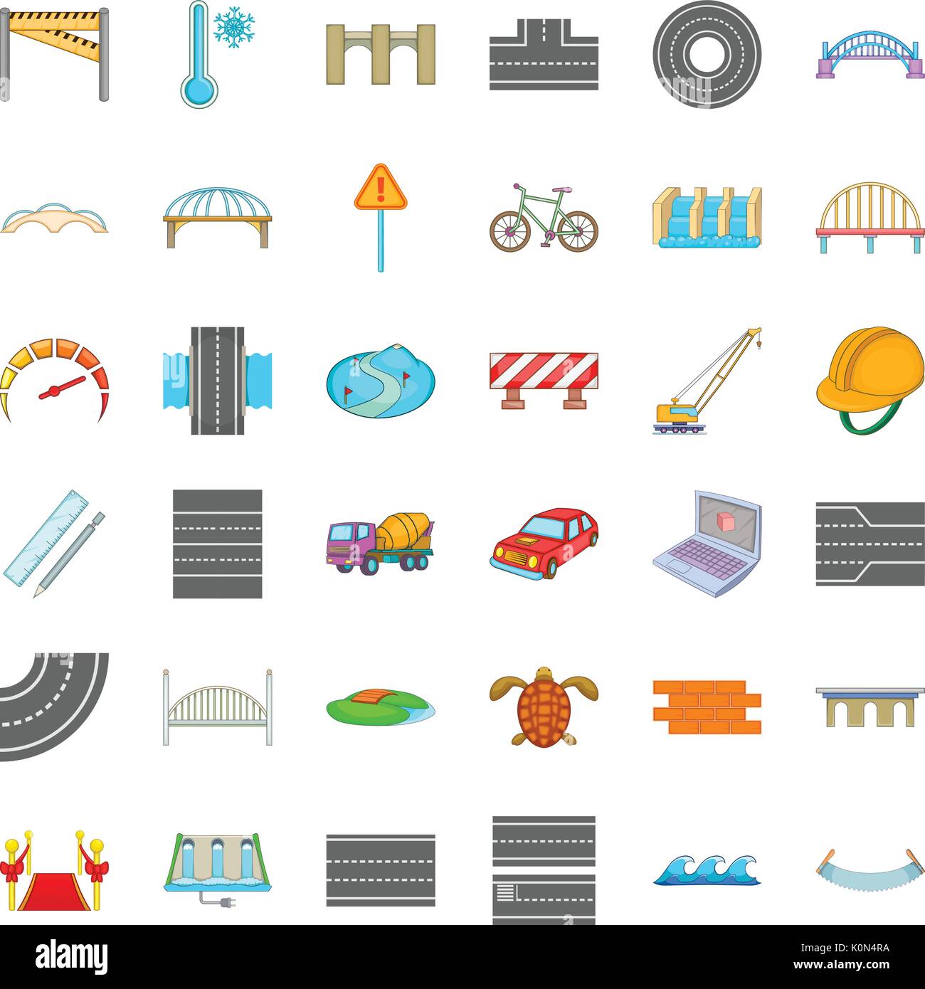 Asphalt icons set, cartoon style Stock Vector Image & Art - Alamy