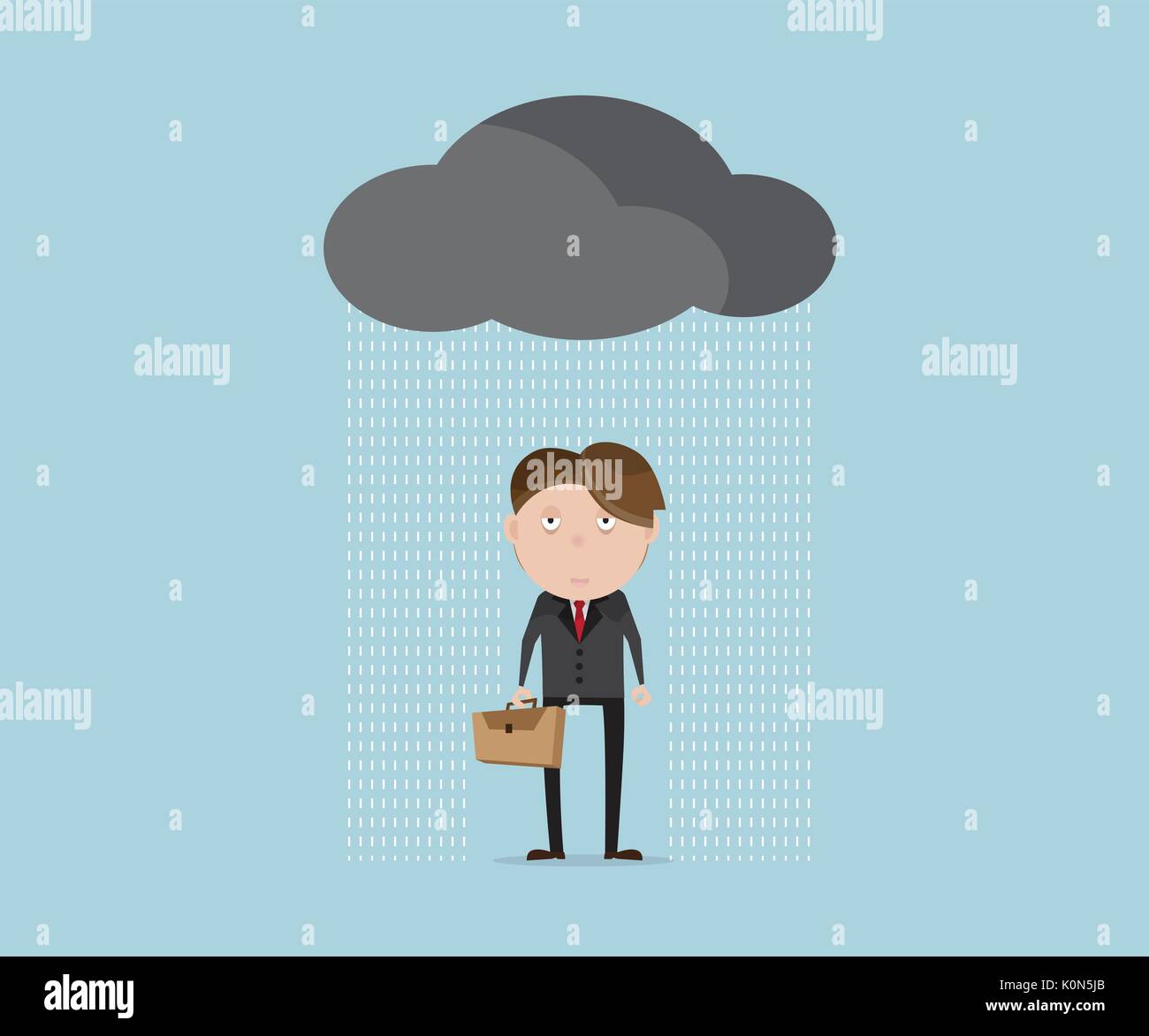 businessman wet and tried in rainy day cartoon vector illustration ...