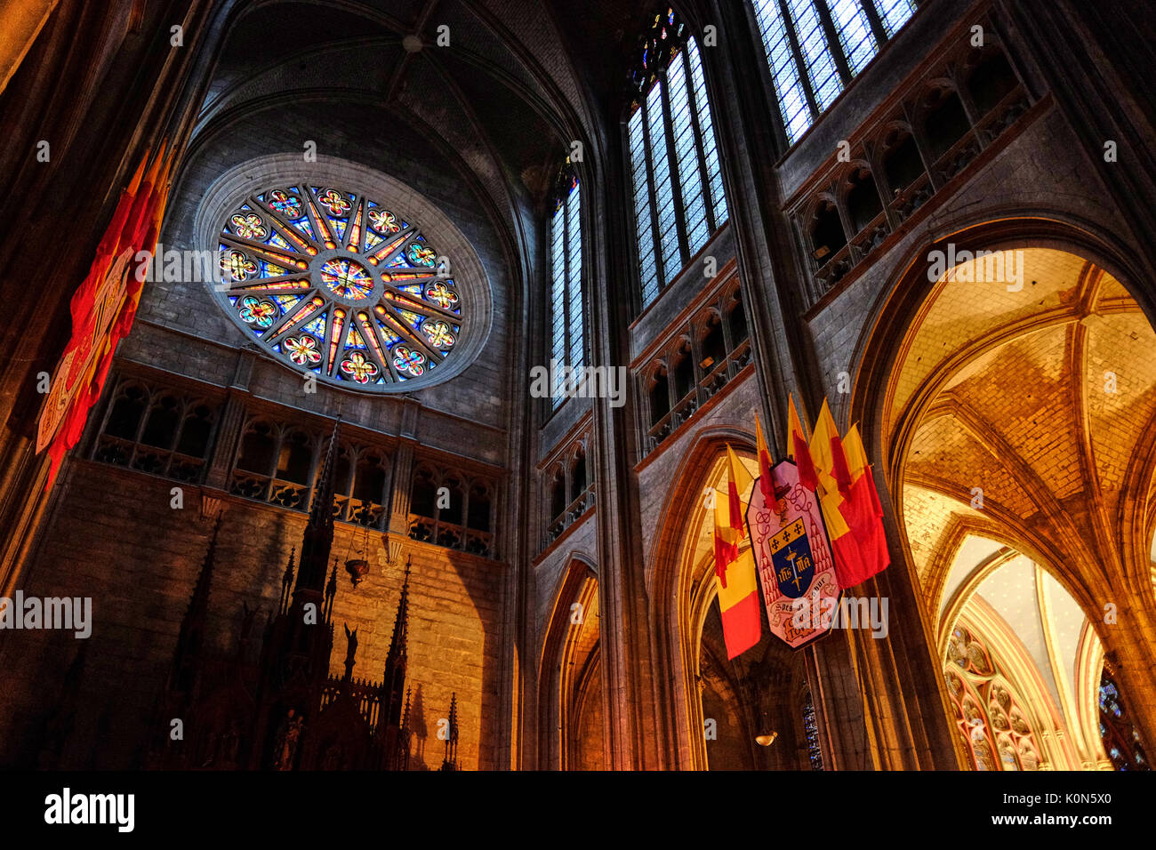 North stained glass window in the cathedral of the Holy Cross, Orléans ...