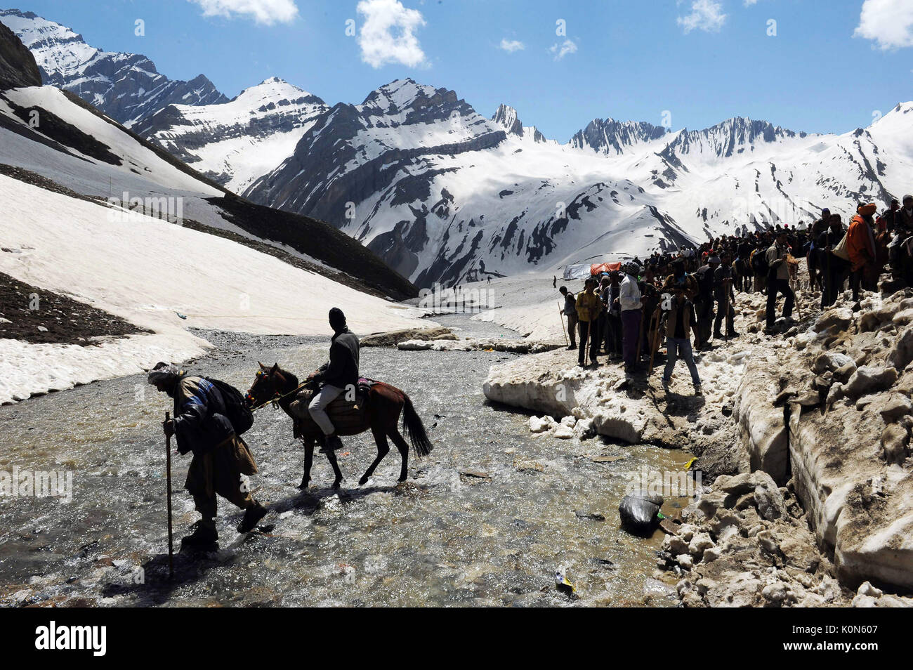 pilgrim, mahagunas pass, amarnath yatra, Jammu Kashmir, India, Asia ...