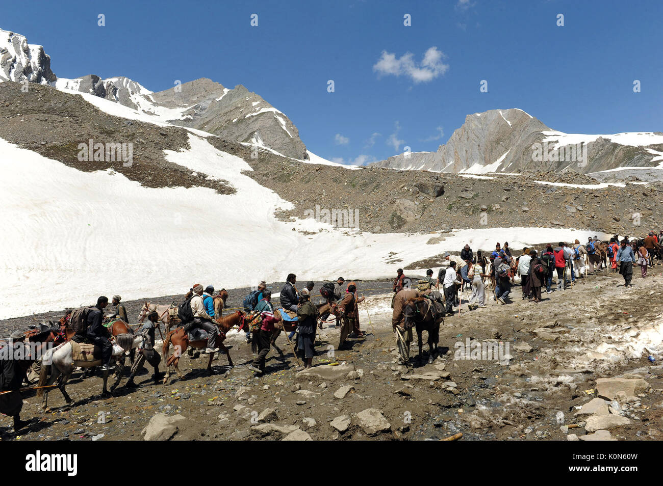 pilgrim, mahagunas pass, amarnath yatra, Jammu Kashmir, India, Asia ...