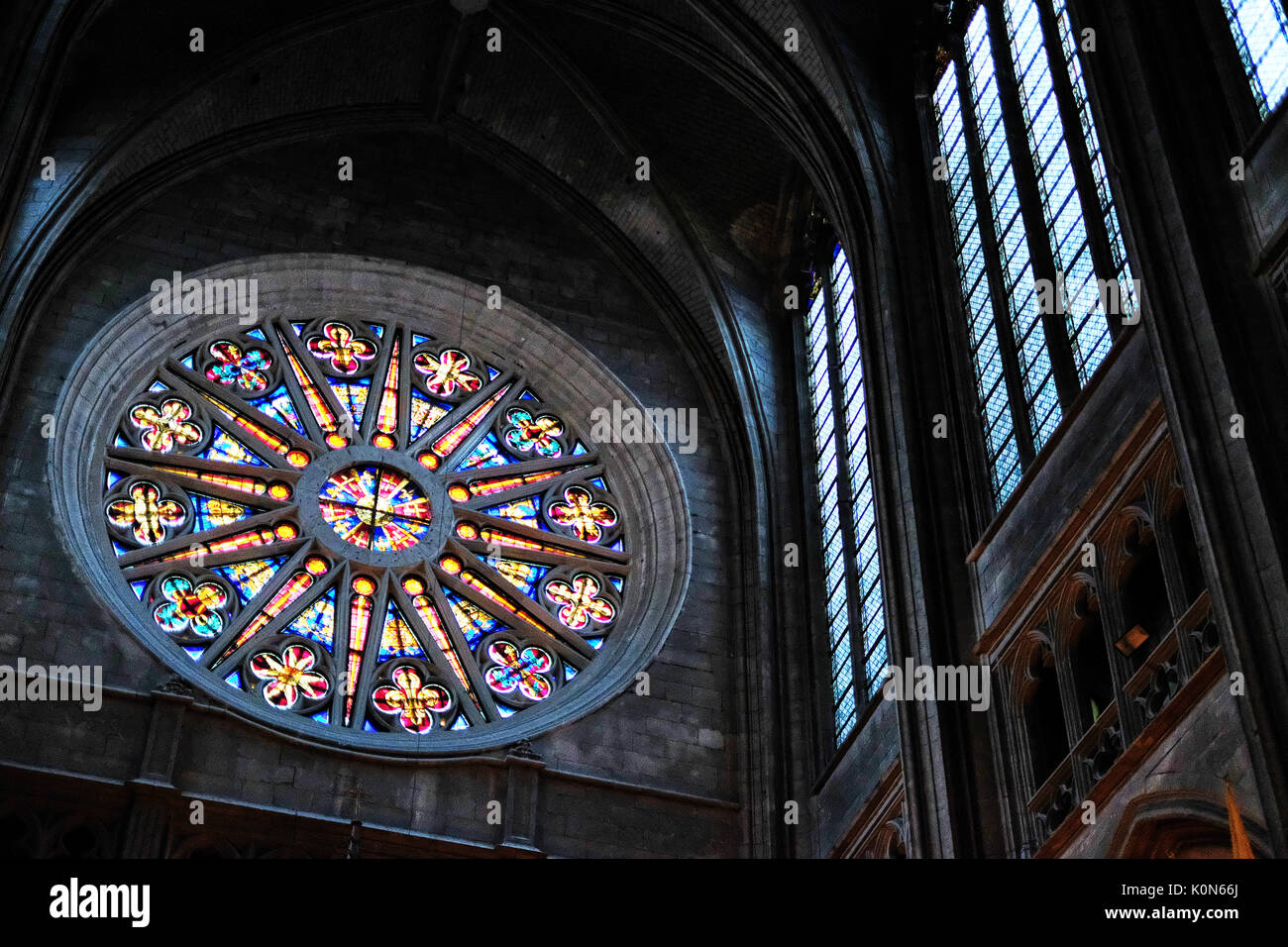 North stained glass window in the cathedral of the Holy Cross, Orléans ...