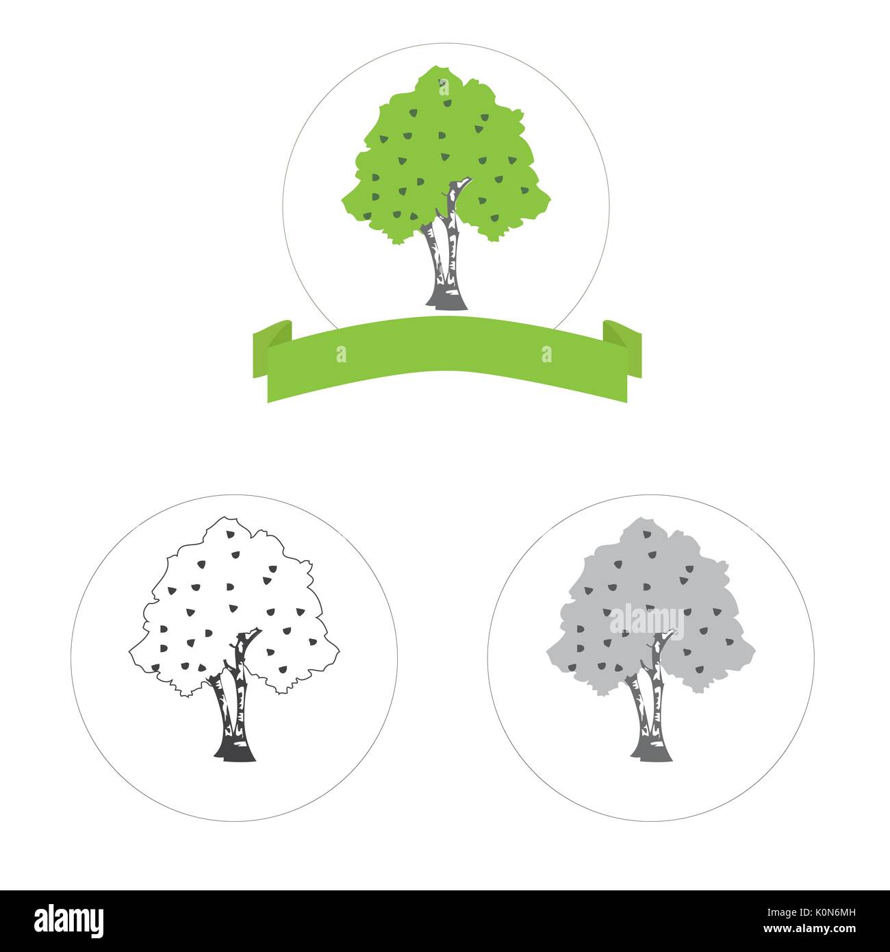 birch tree vector logo concept or internet icon three colour versions ...