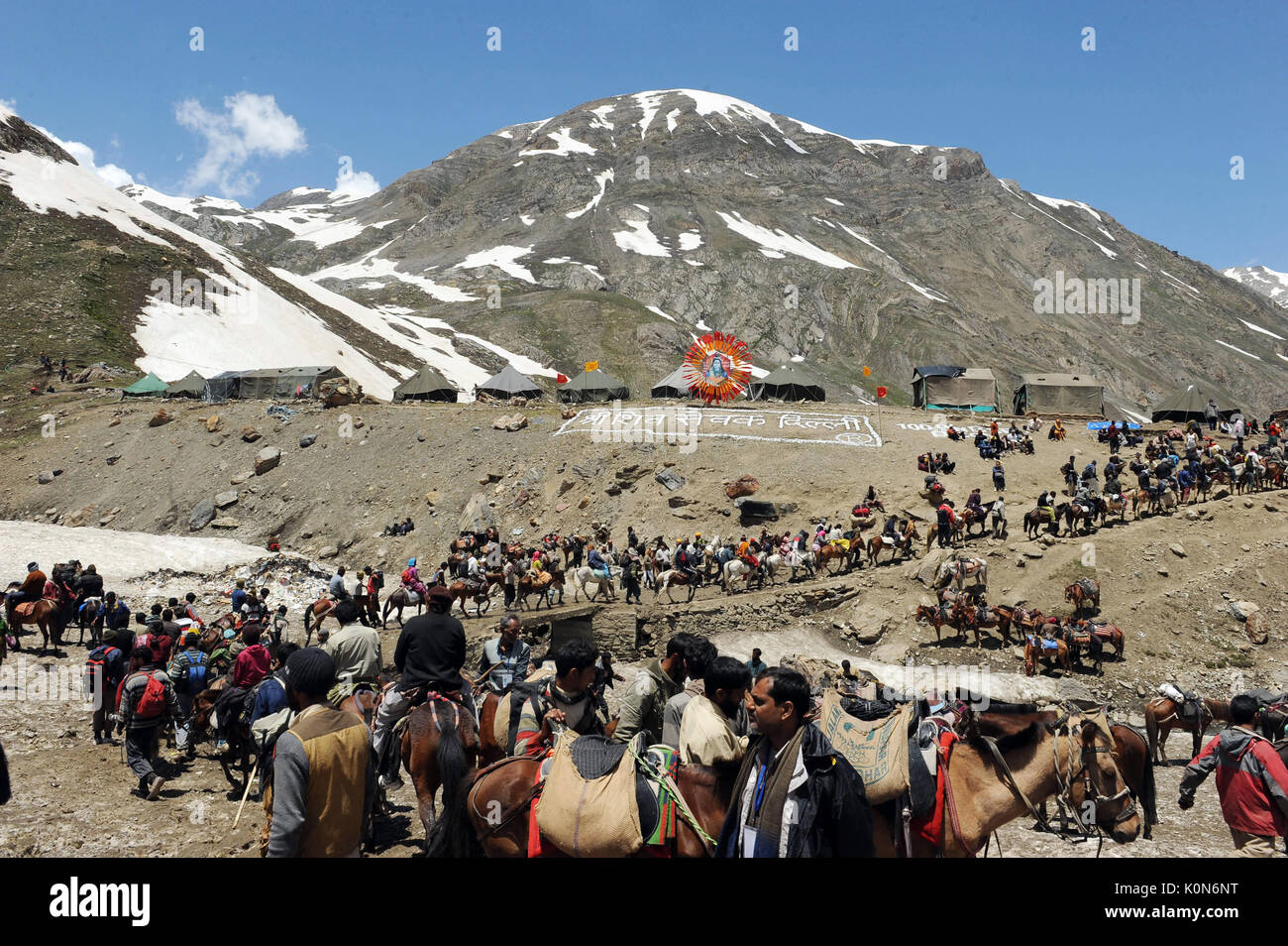 pilgrim pabibal to panchtarni, amarnath yatra, Jammu Kashmir, India ...