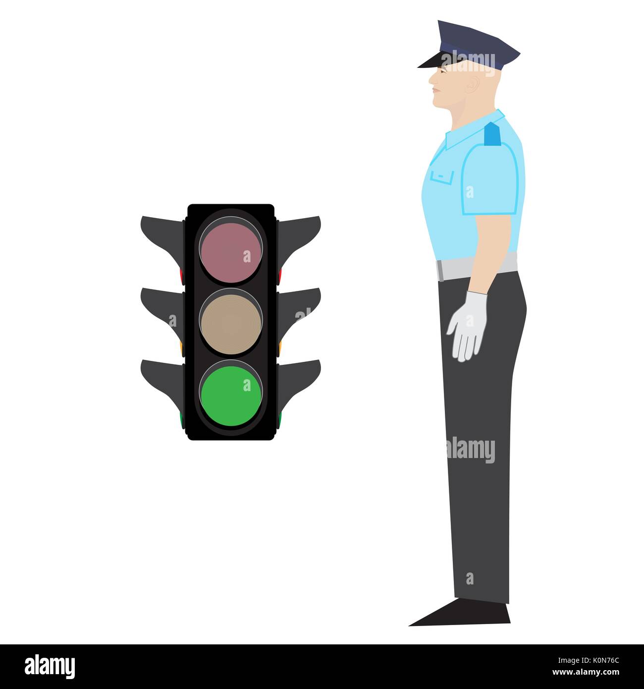 vector policeman showing go gesture. green traffic light Stock Vector ...