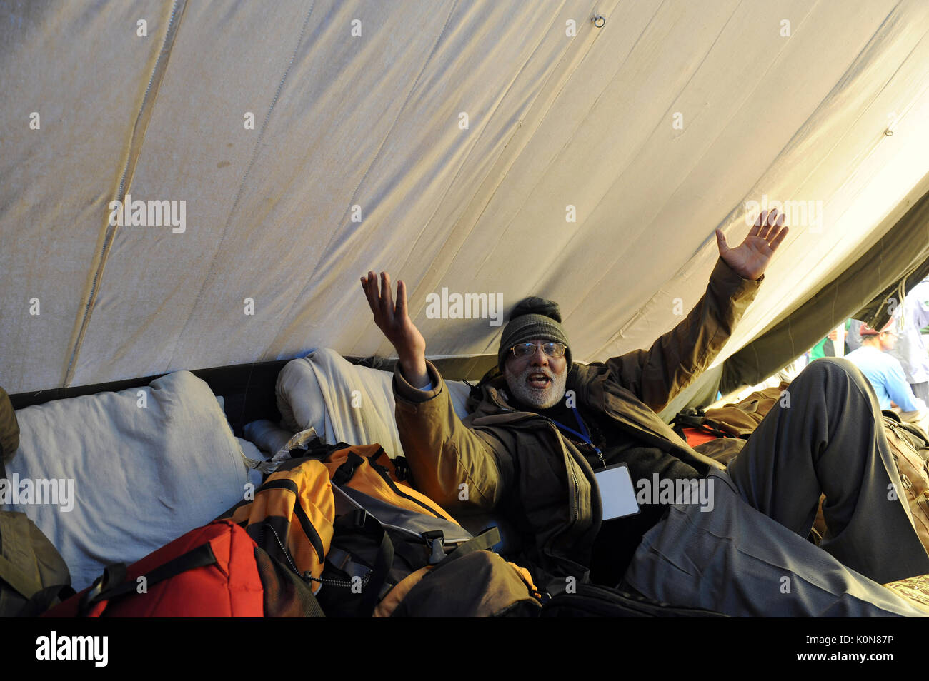 pilgrim in tent, amarnath yatra, Jammu Kashmir, India, Asia Stock Photo ...