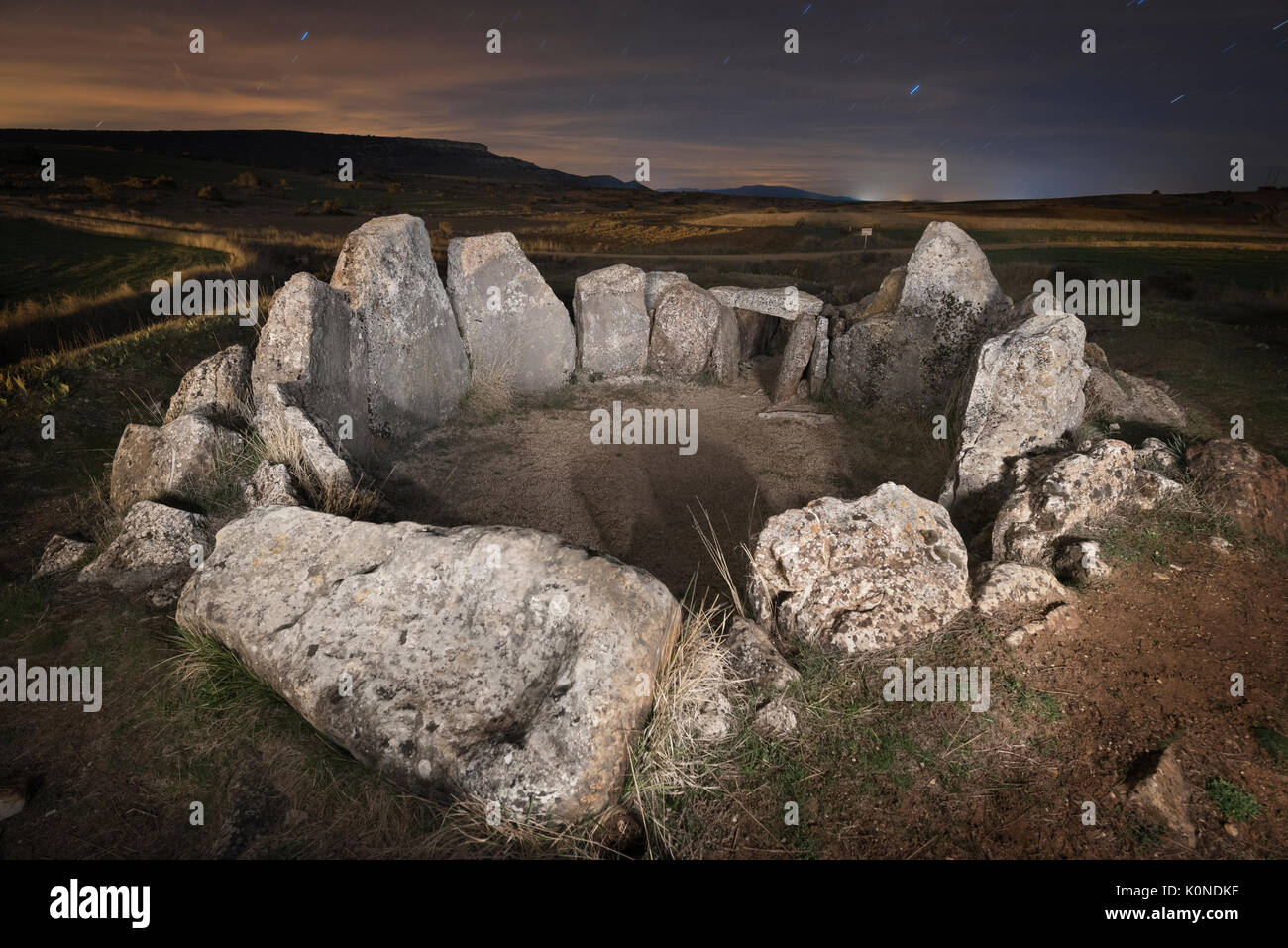 Starry night prehistoric megalithic dolmen mazariegos hi-res stock ...