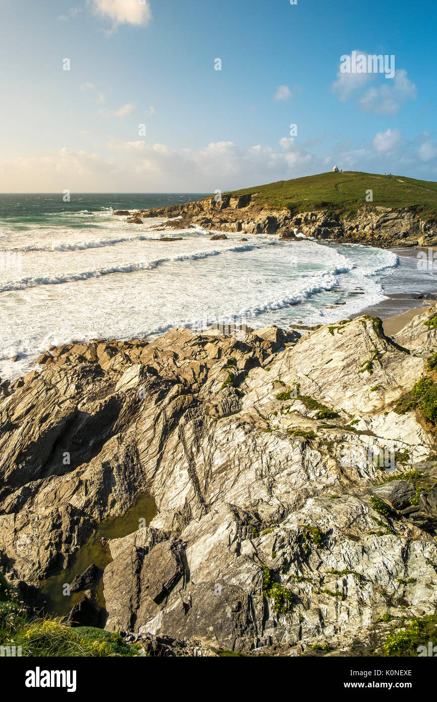 The view over Little Fistral towards Towan Head in Newquay, Cornwall ...
