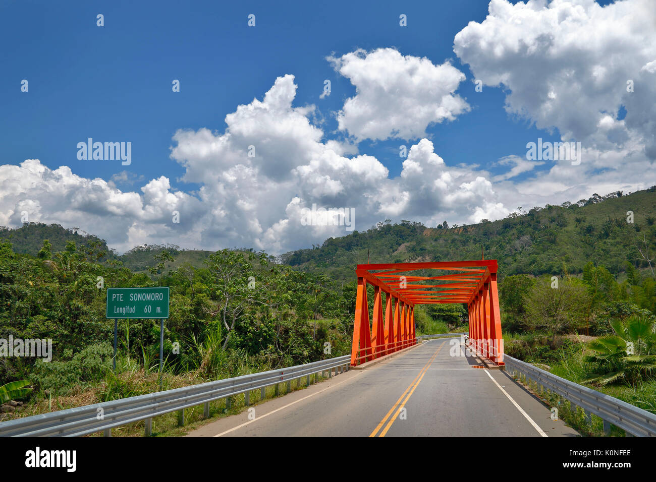 Red bridge on motorway Stock Photo - Alamy