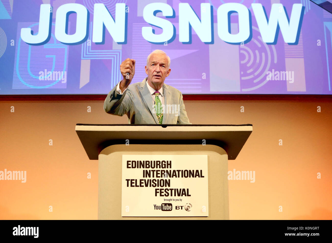 Channel 4 News anchor Jon Snow during a run-through ahead of delivering ...