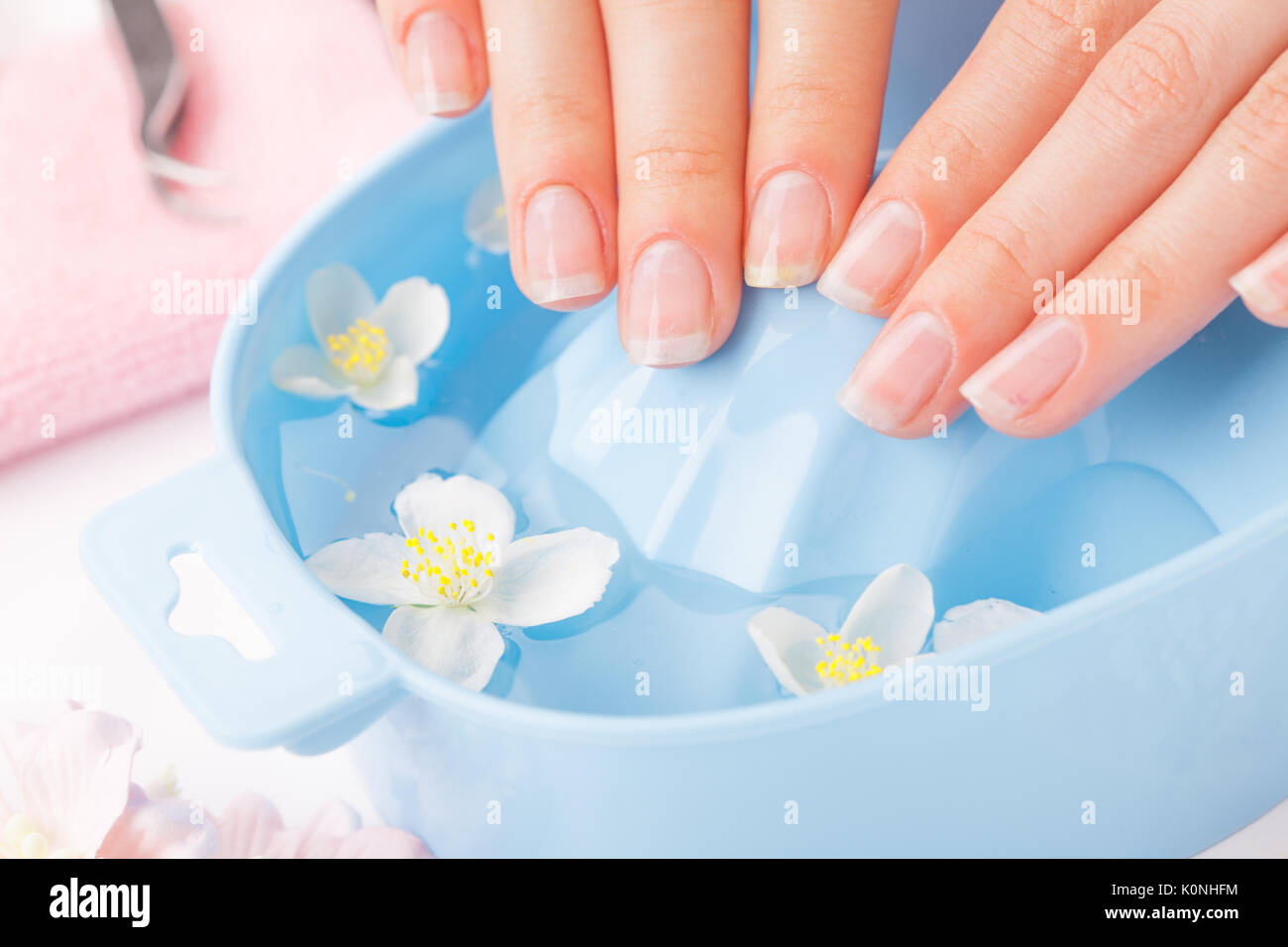 Beautiful woman's nails with beautiful french manicure Stock Photo - Alamy
