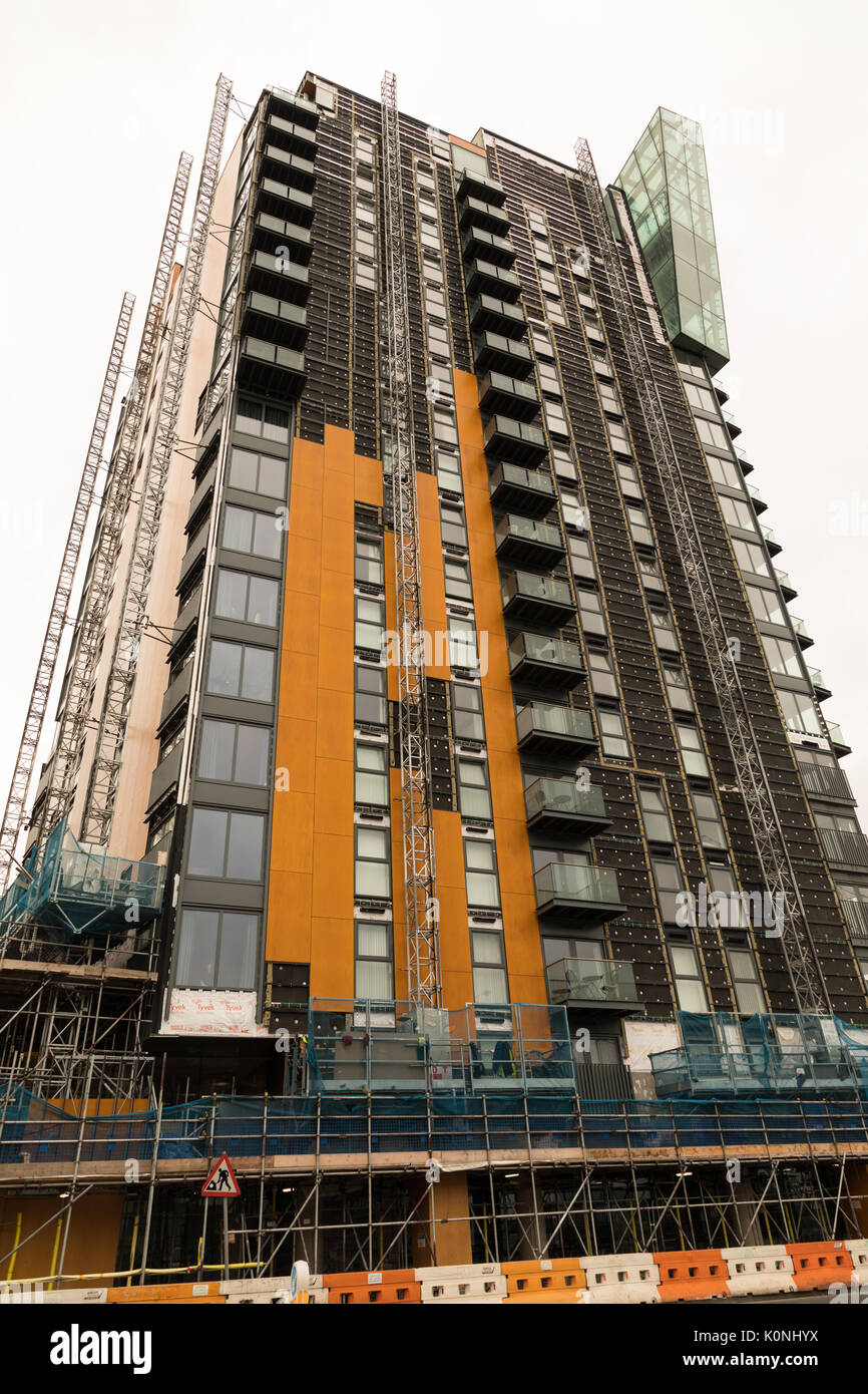 The Skyline central tower block has cladding added to its exterior ...