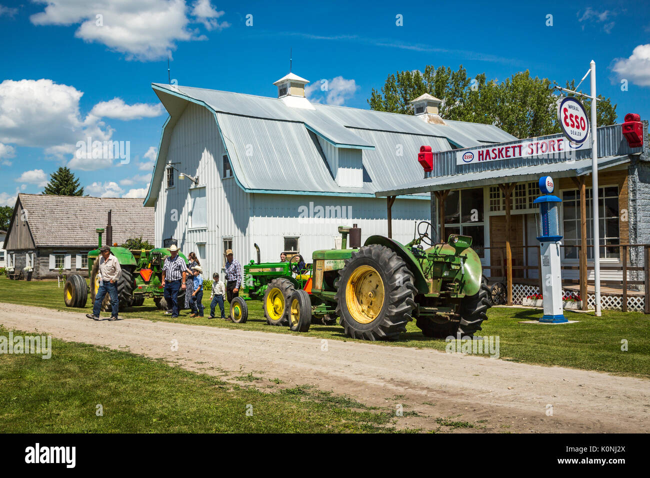 A farm barn and Esso Station at the Pembina Threshermen's Museum ...