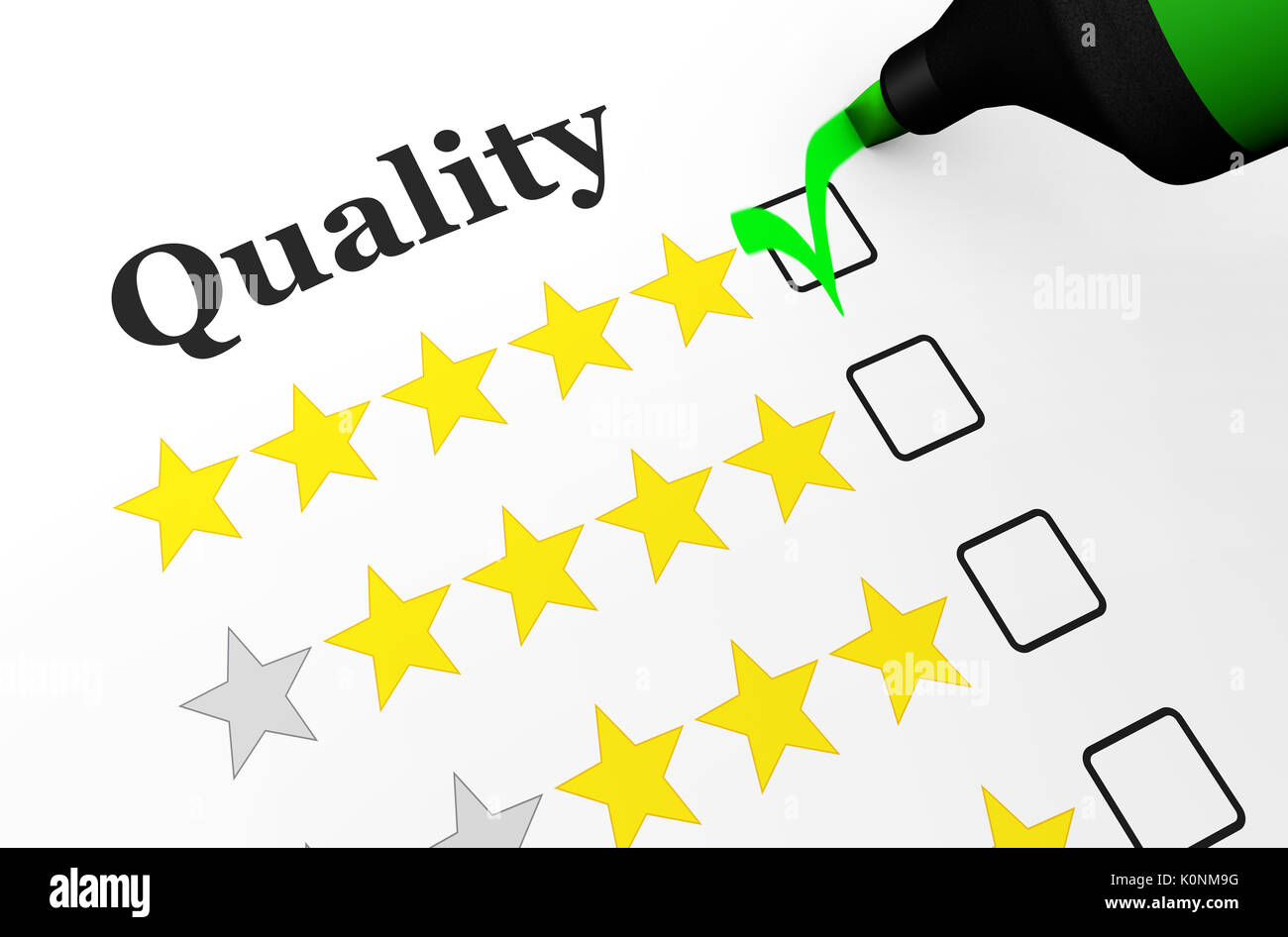 Business quality checklist concept with five stars evaluation feedback ...