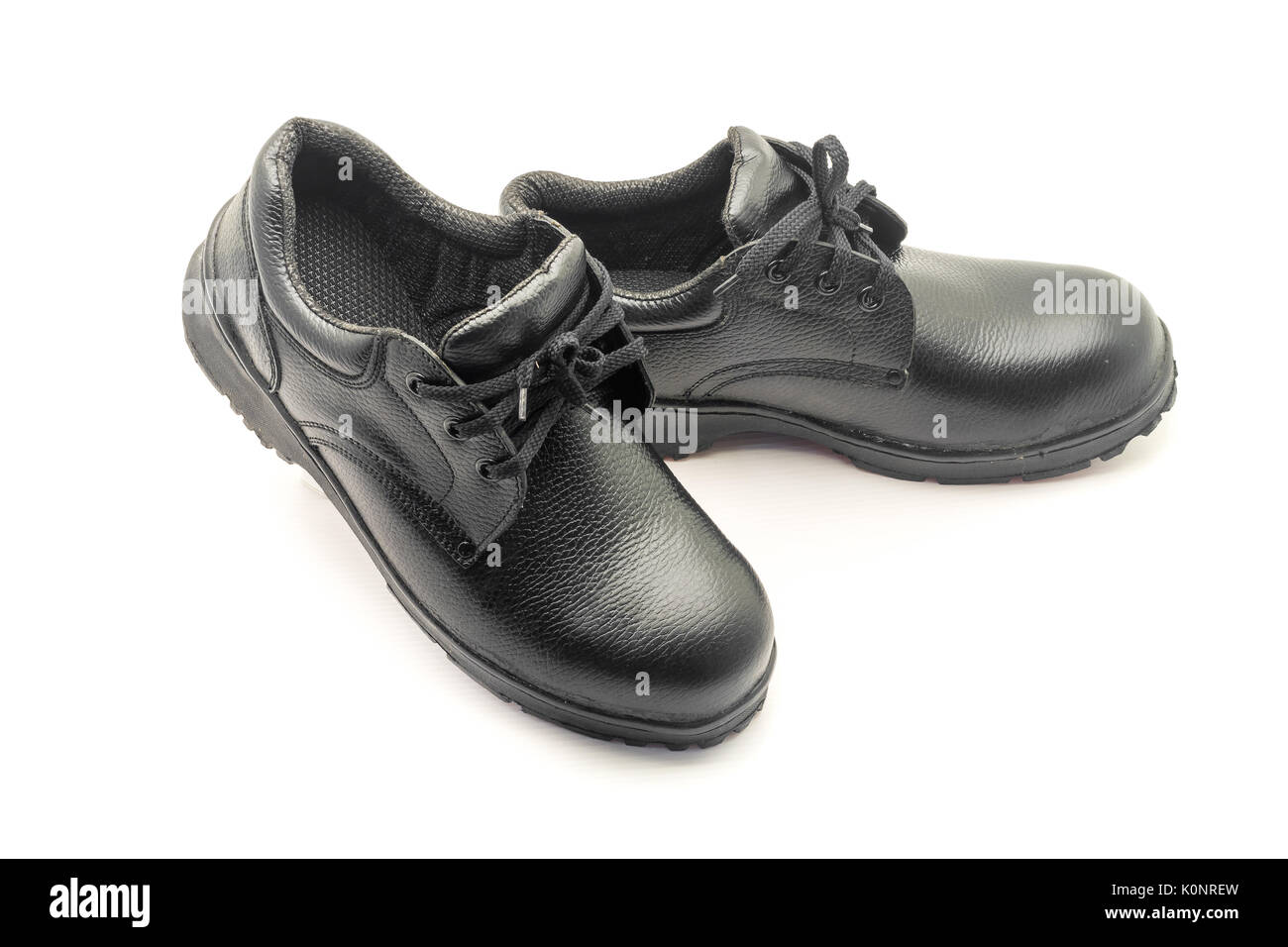 Protective workwear black safety shoes on white background Stock Photo ...