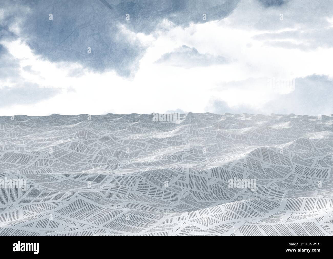 Digital composite of sea of documents under clouds Stock Photo - Alamy