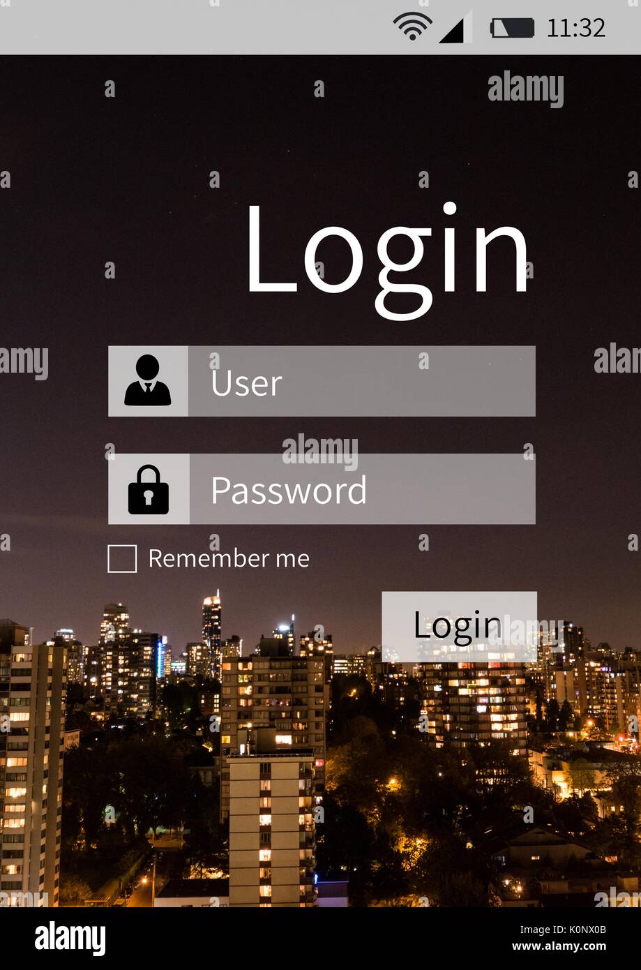 Digital composite of Login user and password screen interface Stock ...