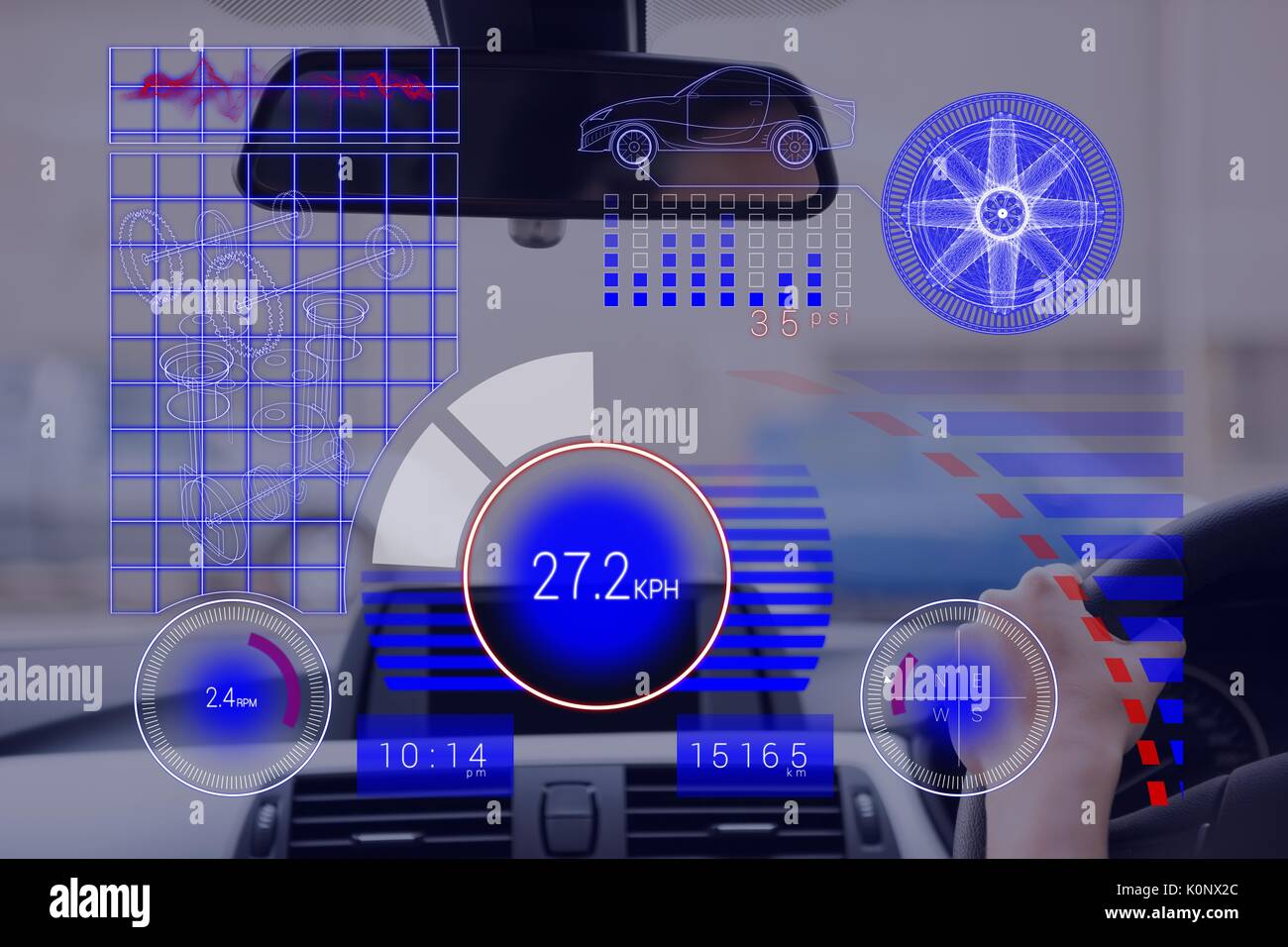 Digital composite of Car interface against person in the car Stock ...