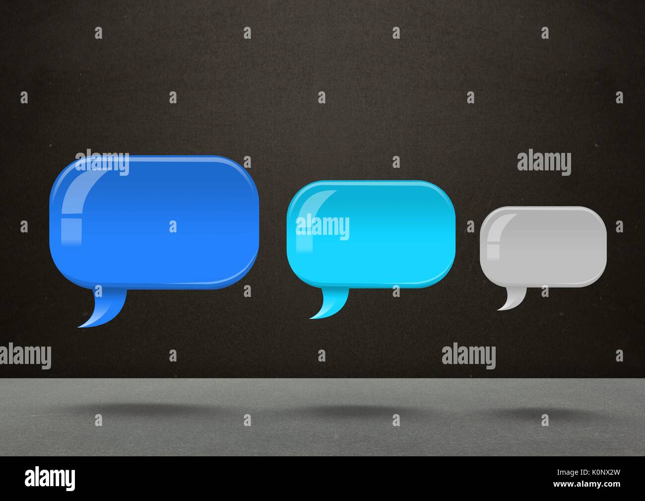 Digital composite of Group of Shiny chat bubbles floating in room Stock ...