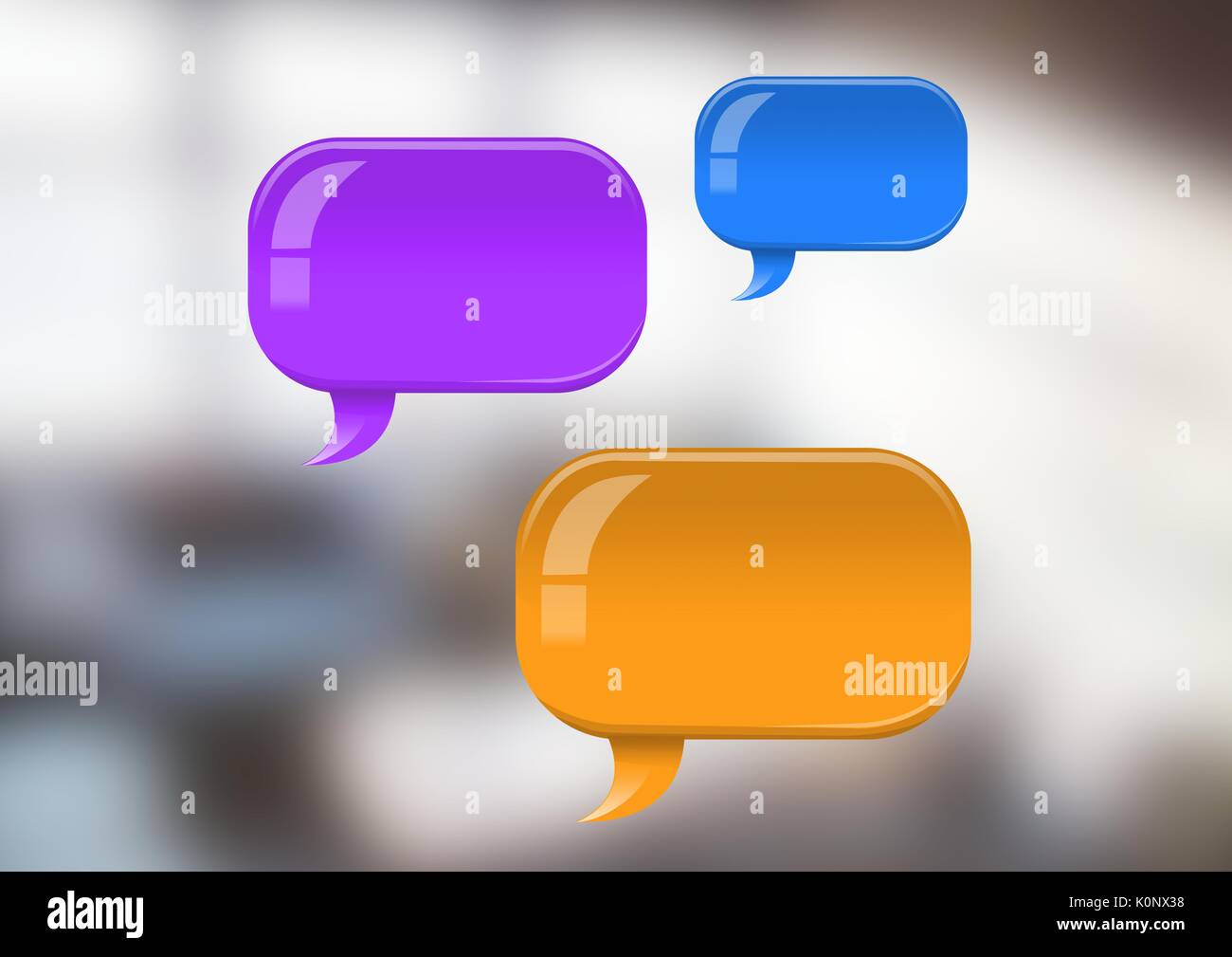 Digital composite of Group of Shiny chat bubbles floating in room Stock ...