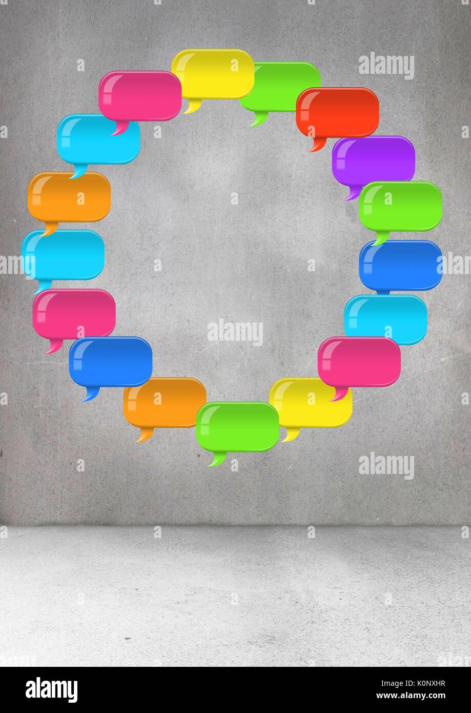 Digital composite of Group of Shiny chat bubbles floating in room Stock ...