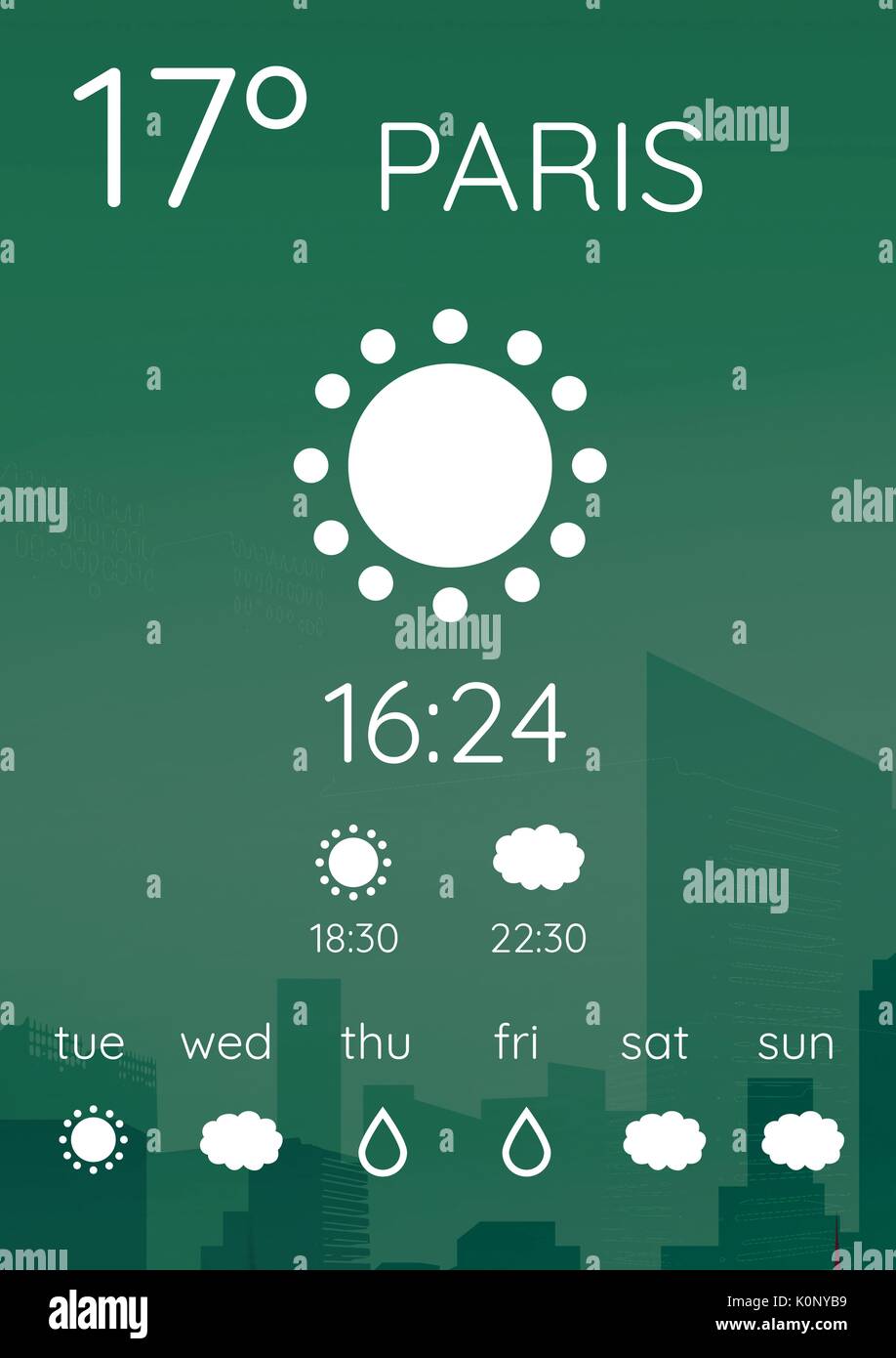 Digital composite of Weather forecast application interface Stock Photo ...