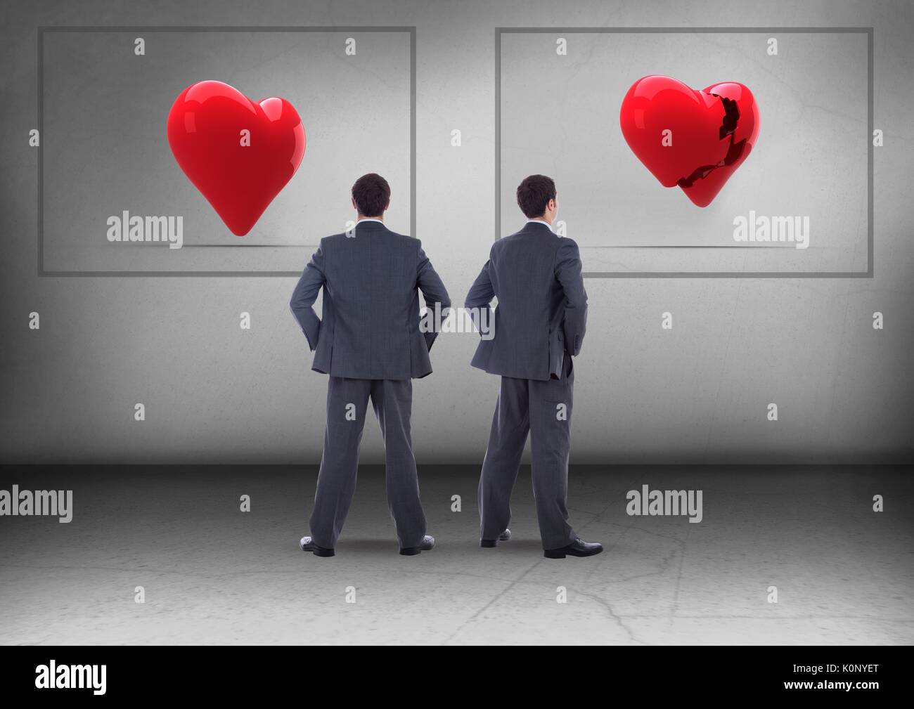Digital composite of Broken heart or heart in frames with Businessman ...