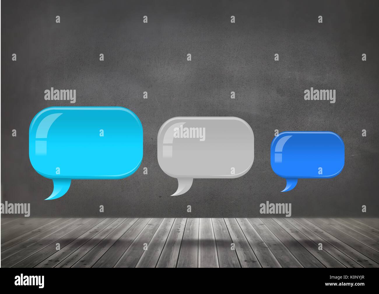 Digital composite of Group of Shiny chat bubbles floating in room Stock ...