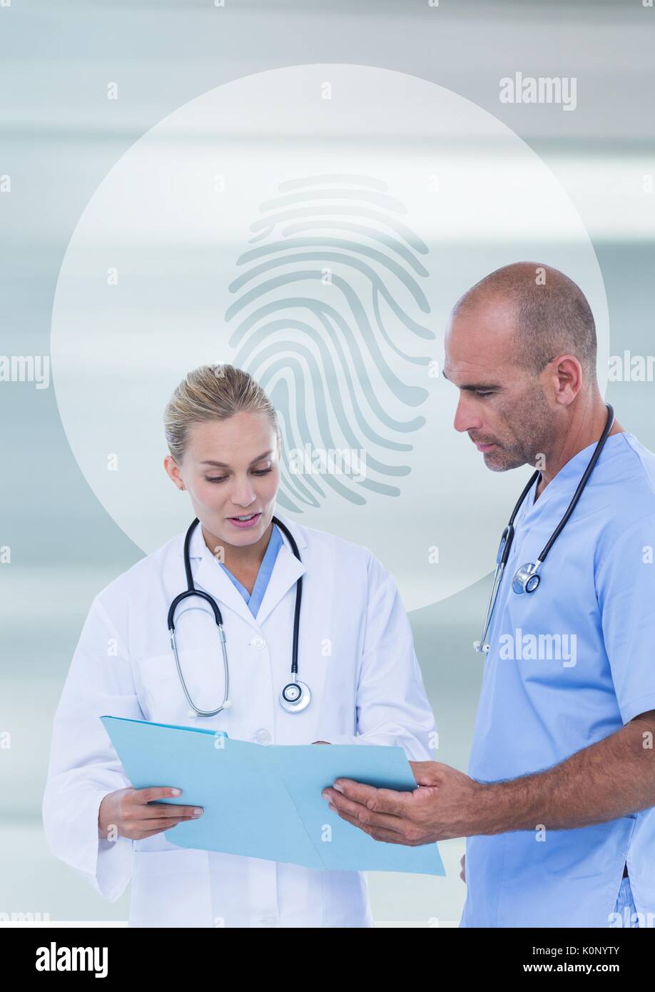 Digital composite of Doctors against fingerprint icon Stock Photo - Alamy