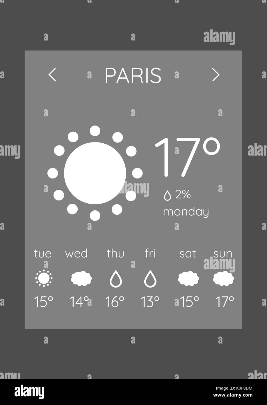 Digital composite of Weather forecast application interface Stock Photo ...